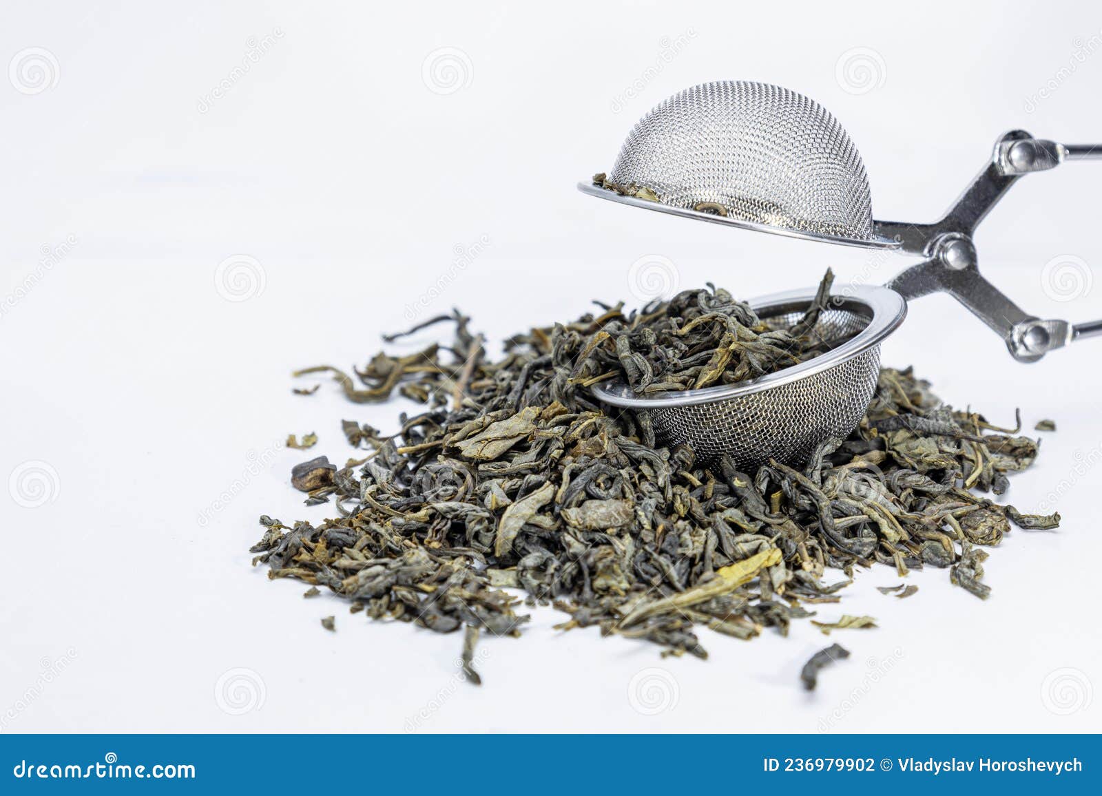 Green Tea and Sieve, on White Background Stock Photo - Image of menu ...