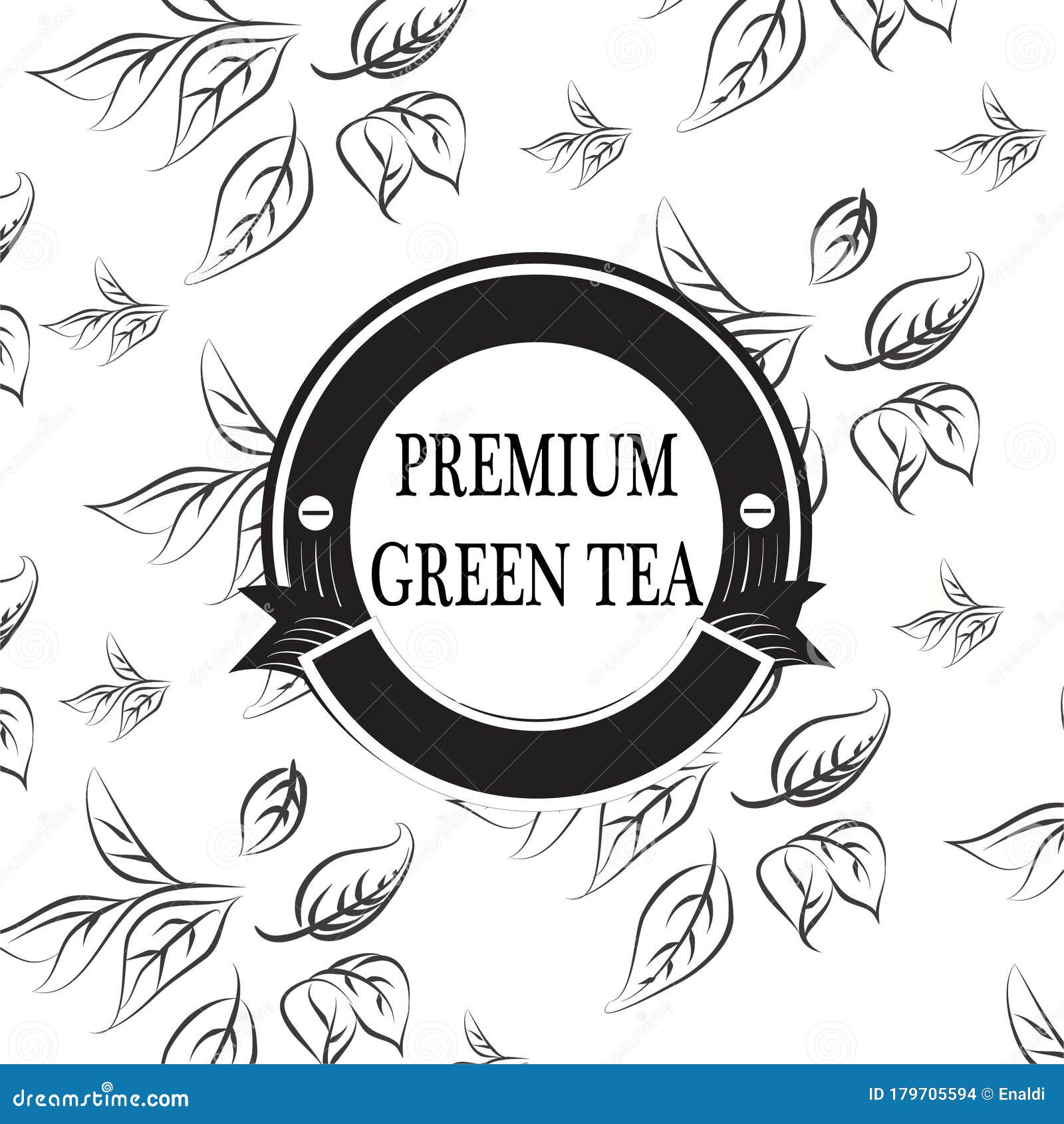 Green Tea Sign and Pattern Background Stock Illustration - Illustration ...