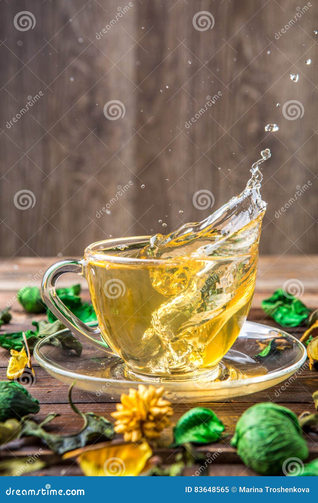 Green Tea with Spill Dropwise Stock Image - Image of close, feeling ...