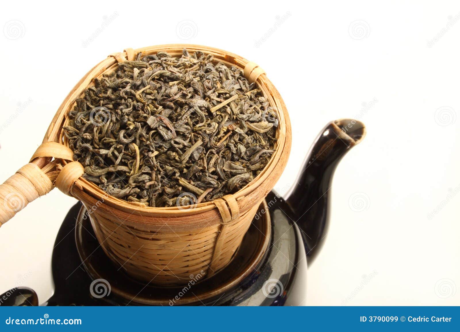 Green tea in strainer stock image. Image of space, medicinal - 3790099