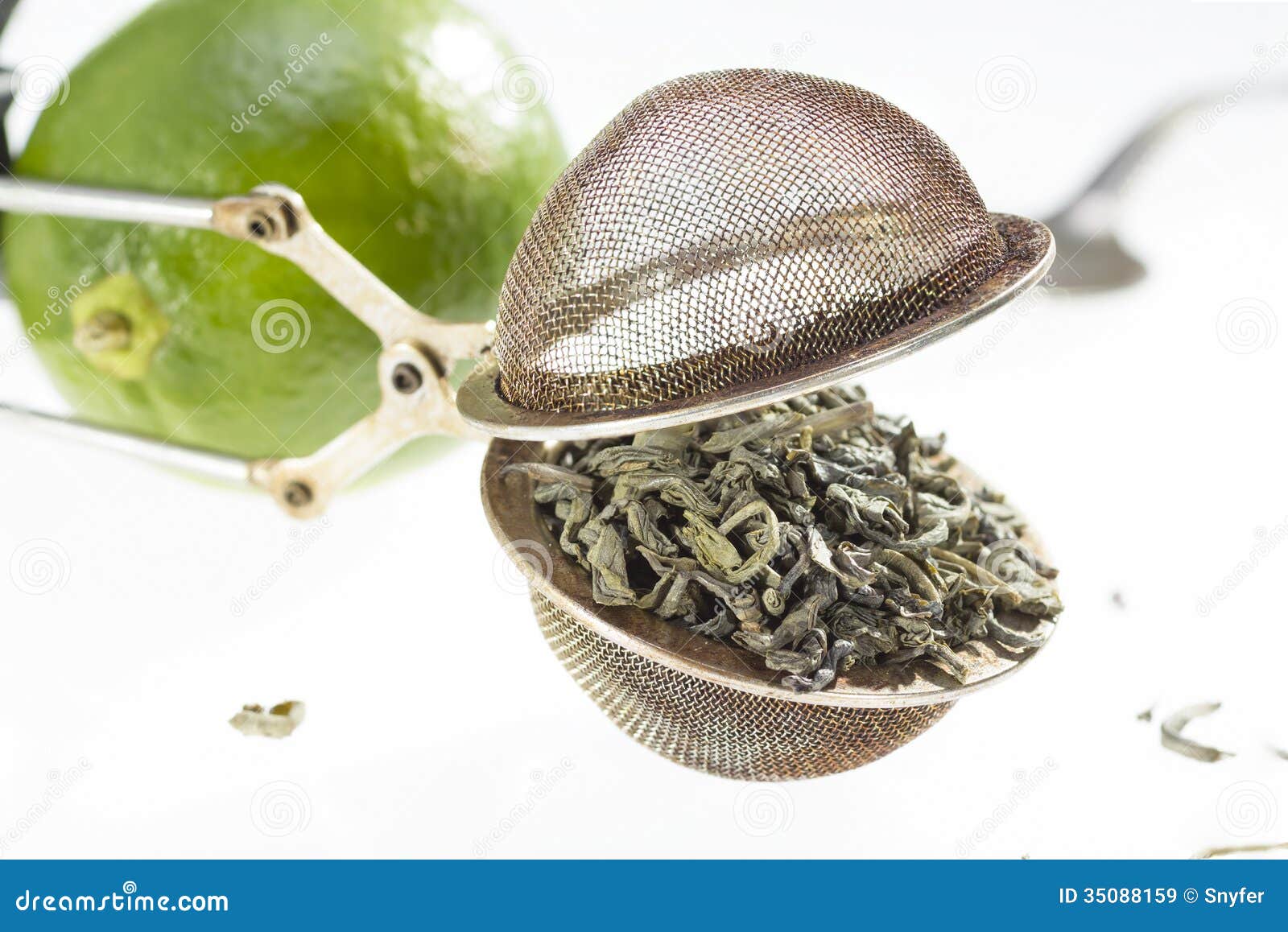 Green tea in the strainer. stock image. Image of food - 35088159