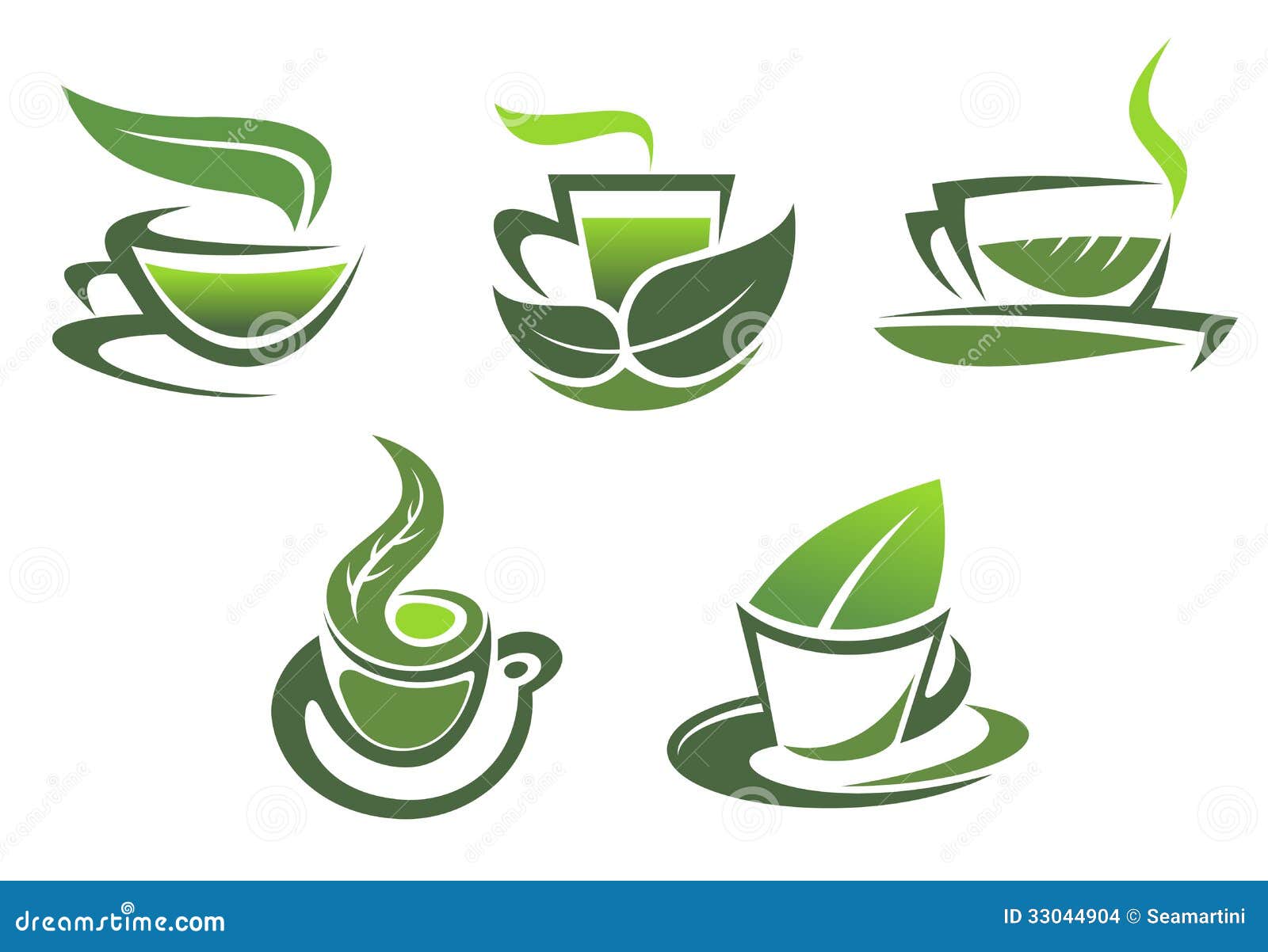 Green Tea Symbols and Emblems Stock Vector - Illustration of cafe ...
