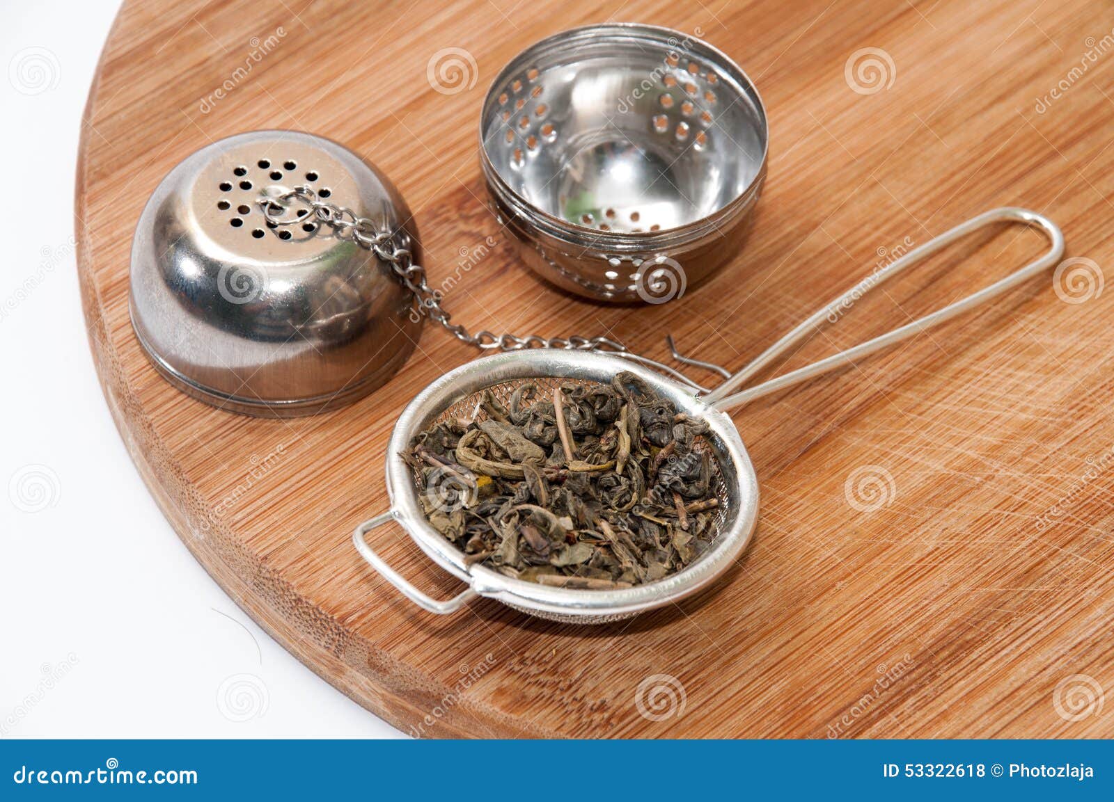 Green tea in tea strainer stock photo. Image of commercial - 53322618