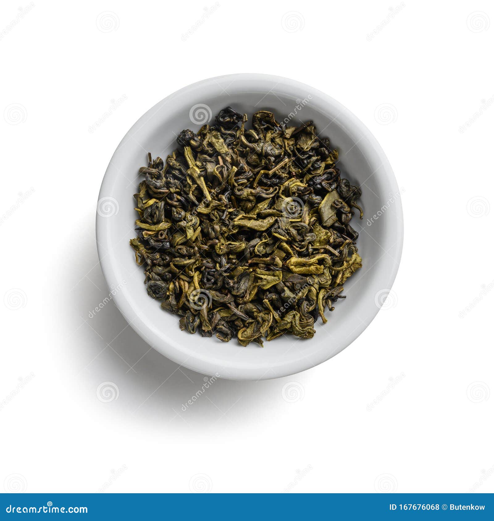 Green Tea Top View on White Background Stock Photo - Image of aromatic ...