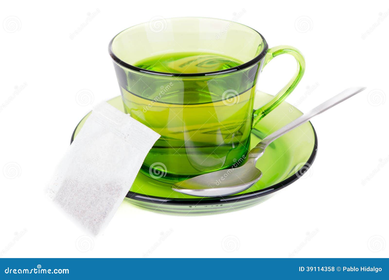 Green Tea in Transparent Cup Isolated on White Stock Photo - Image of ...
