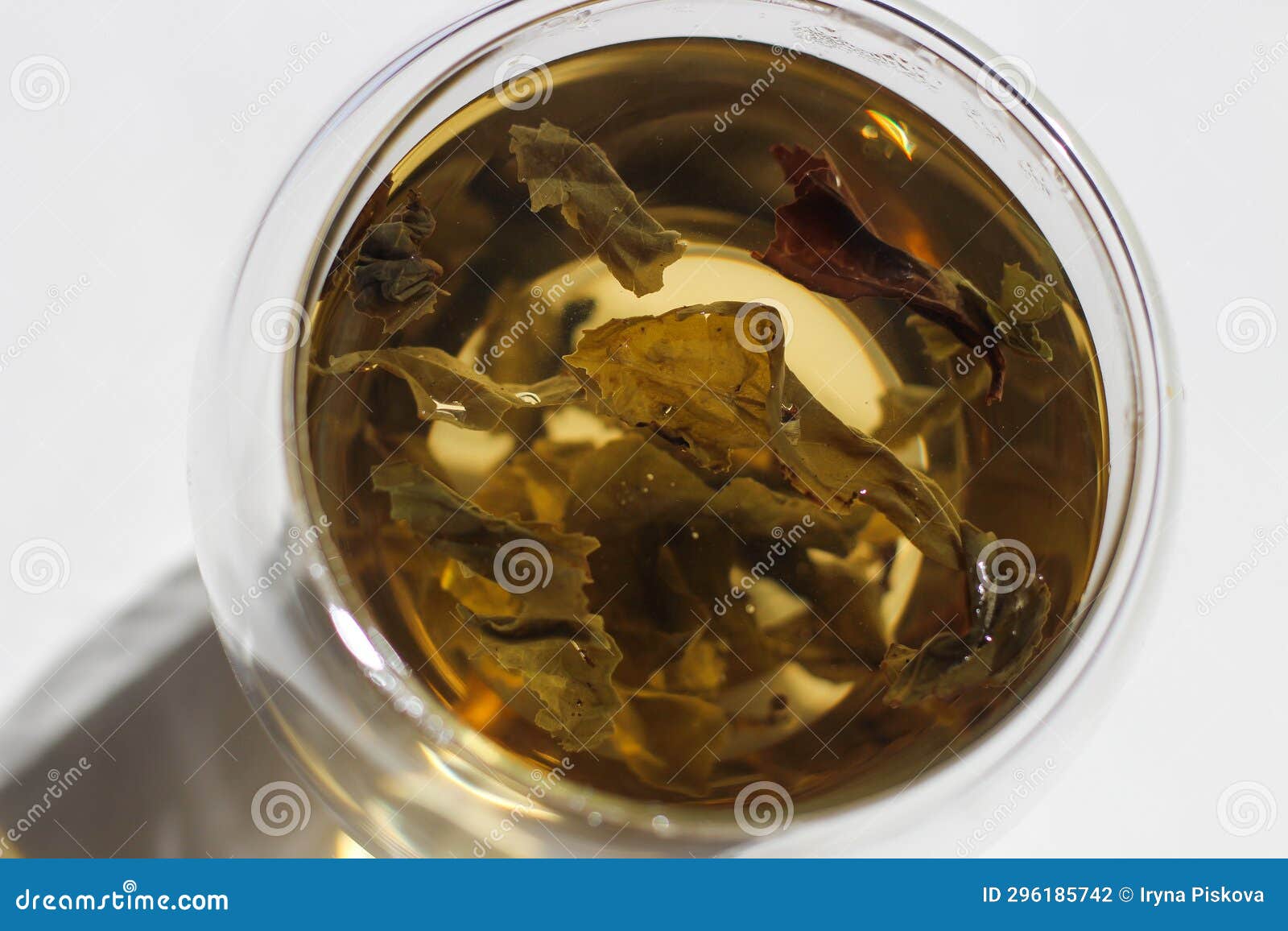 Green Tea in a Transparent Glass on a White Background Stock Photo ...