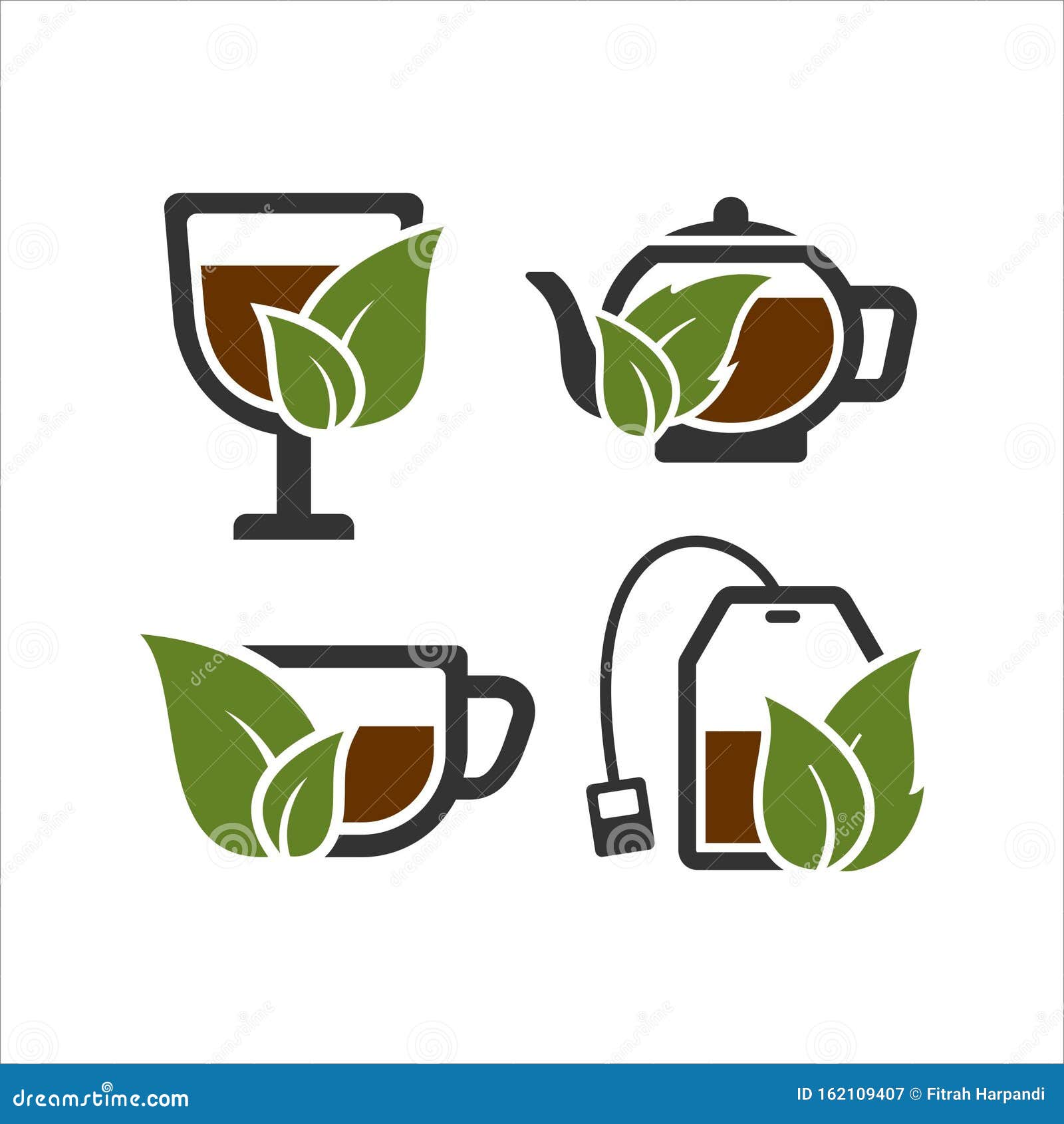 Green Tea Vector Logo Collection Product Label Healthy Stock Vector ...