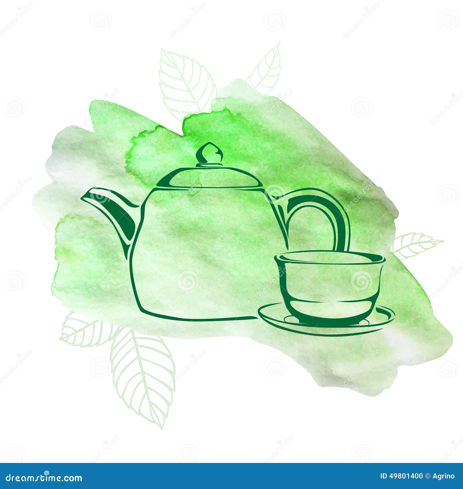 Green Tea Watercolor Background Stock Vector - Illustration of drink ...