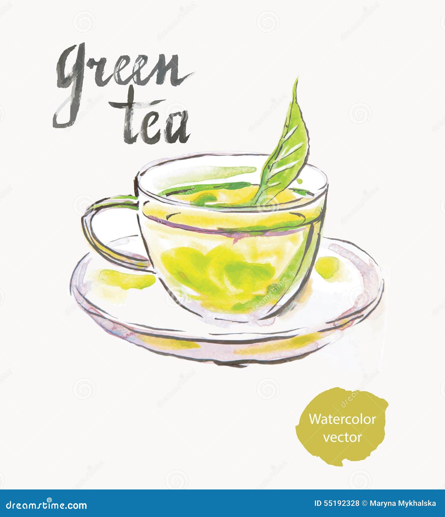 Green tea stock vector. Illustration of temperature, appetizing - 55192328