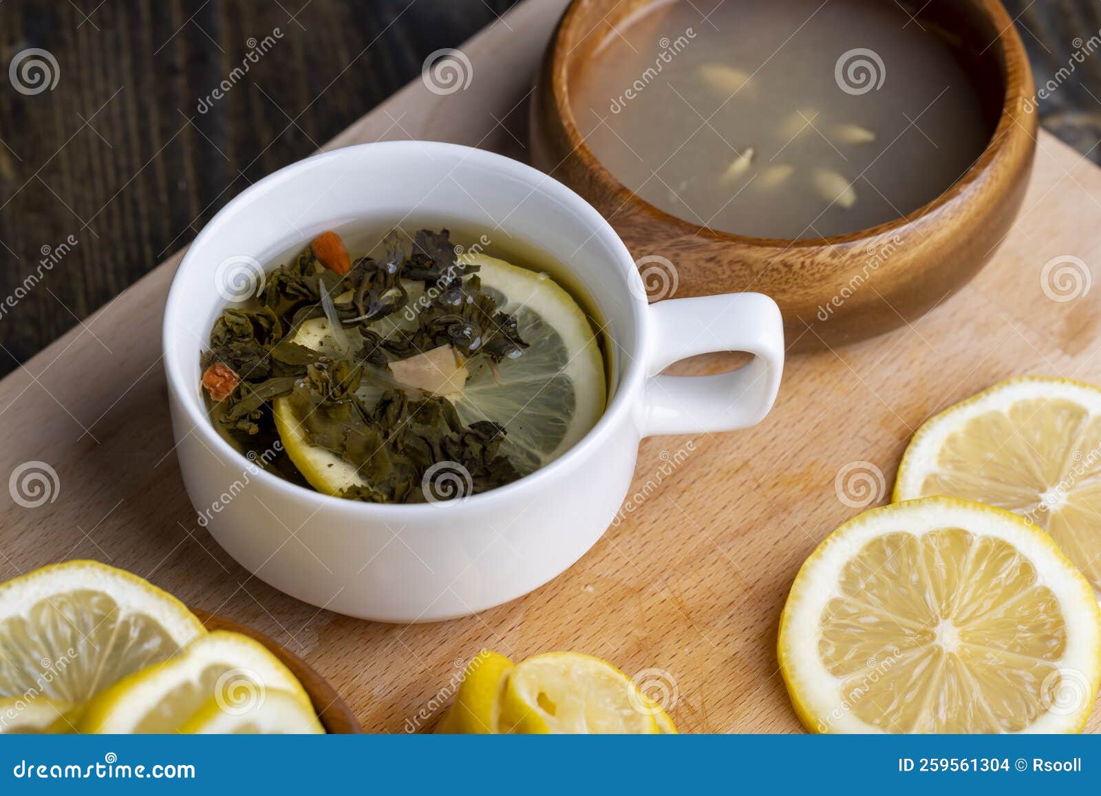 Green Tea in a White Cup during Its Brewing Stock Photo - Image of leaf ...