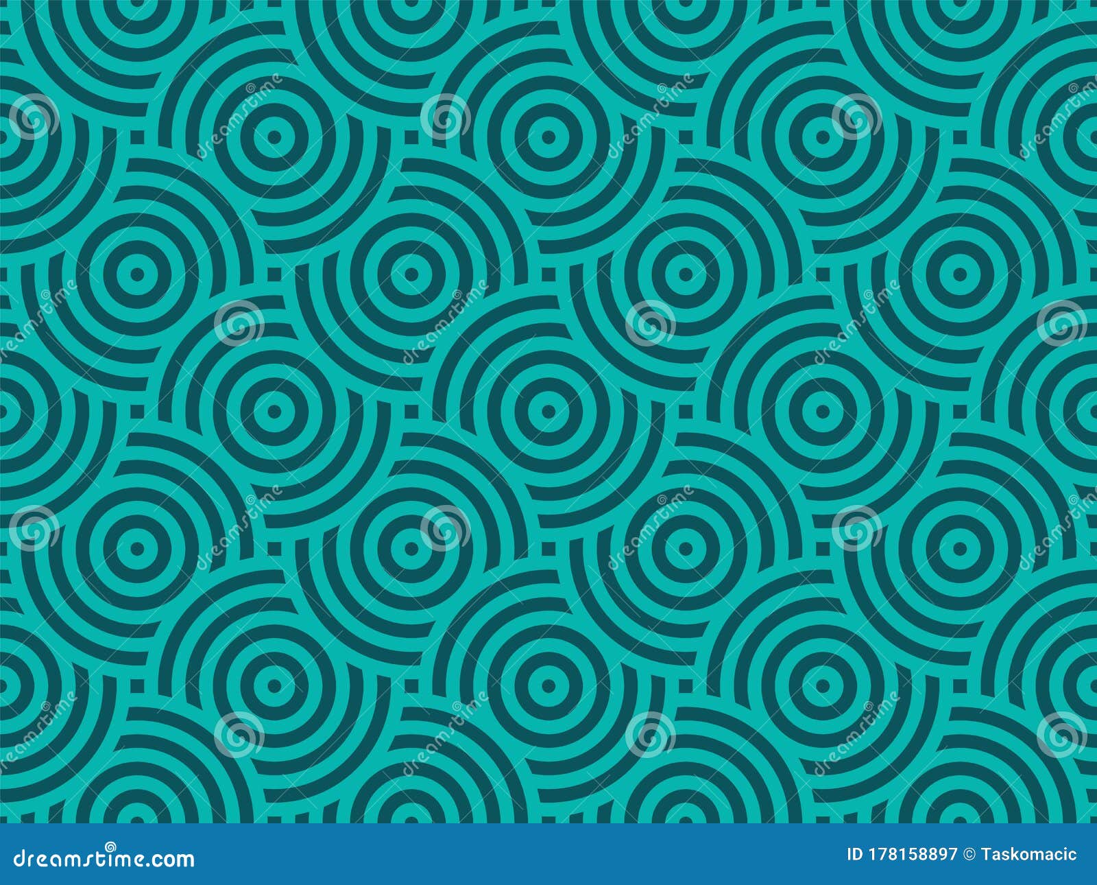 Green and Teal Intersecting Repeating Circles Pattern. Endless Repeated ...