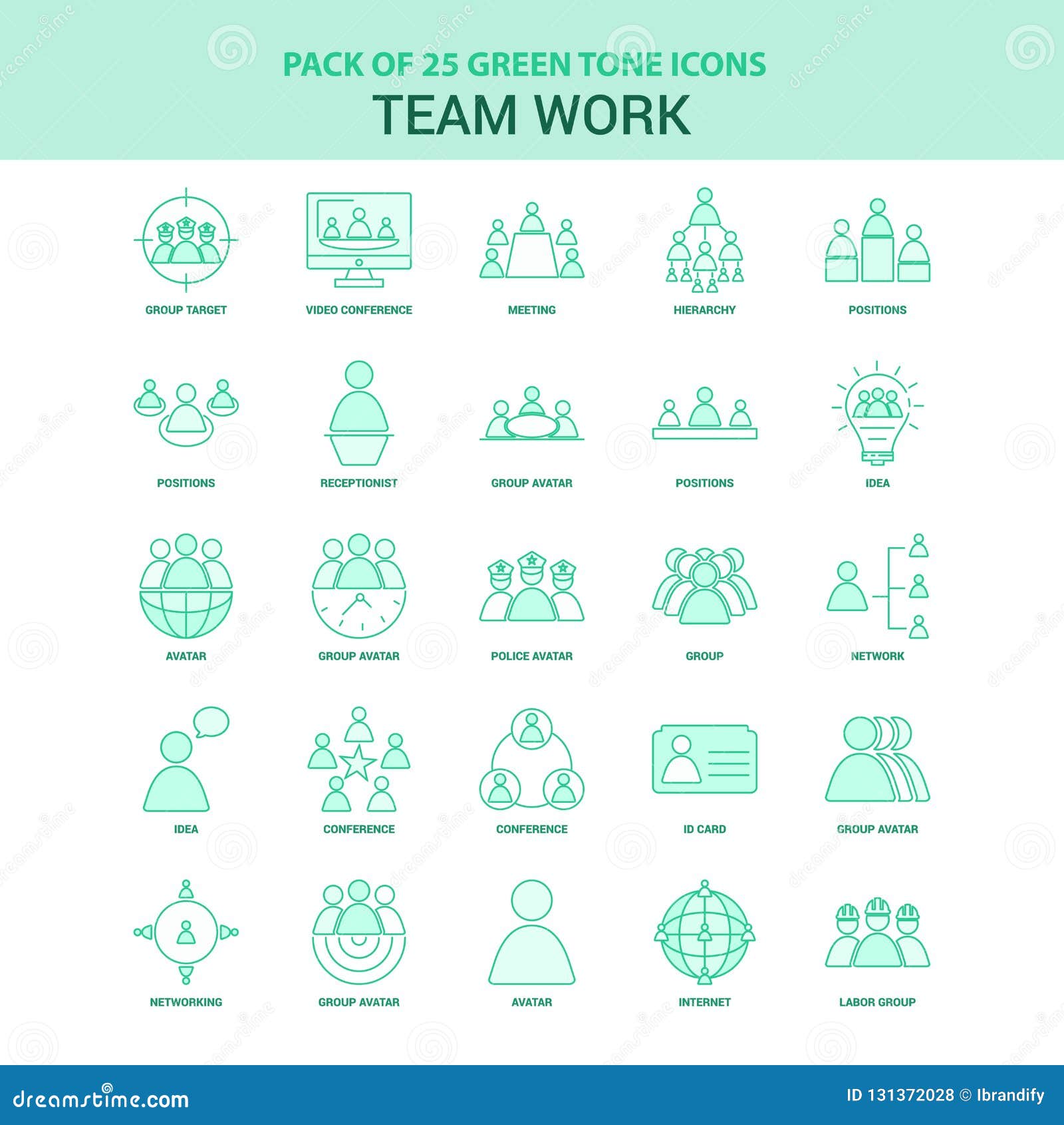 25 Green Team Work Icon Set Stock Vector - Illustration of person, work ...