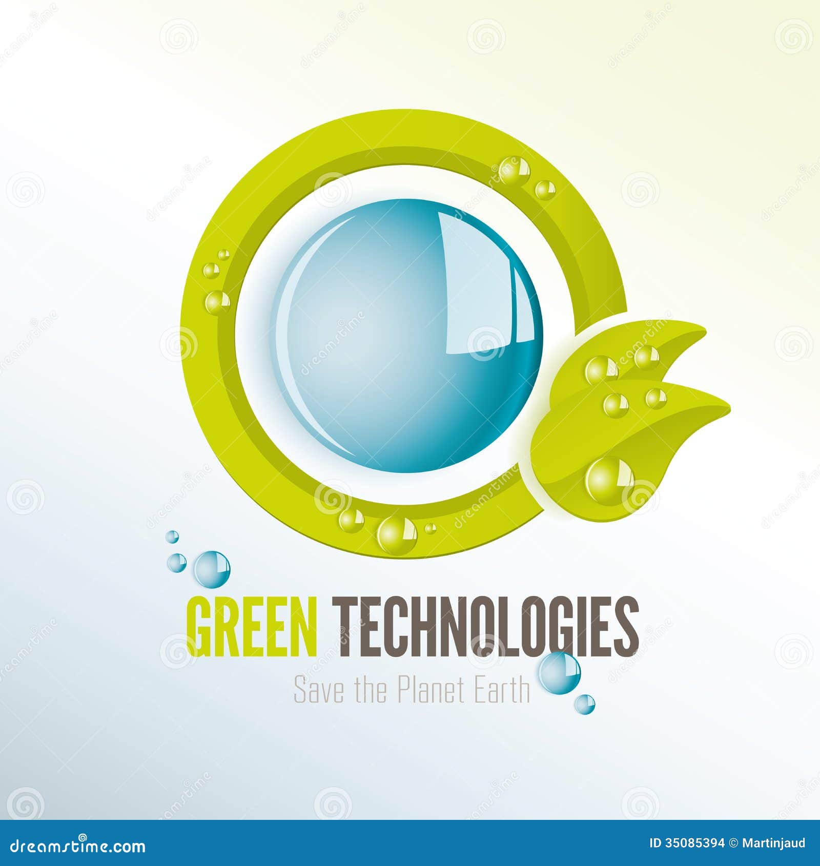 Green Technologies Icon with Water Drops Stock Vector - Illustration of ...