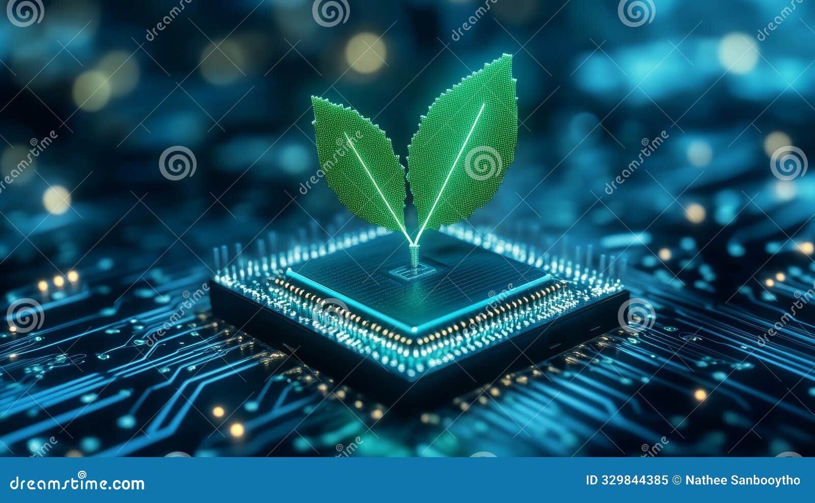 Green Technology Concept with Digital Leaves Stock Image - Image of ...