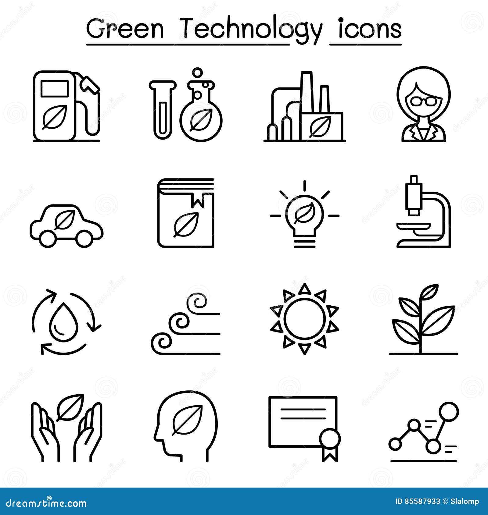 Green Technology Icon Set in Thin Line Style Stock Vector ...