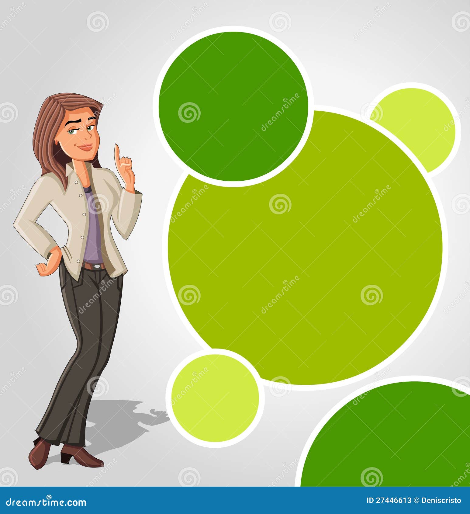 Green Template with Cartoon Woman Stock Vector - Illustration of girl ...