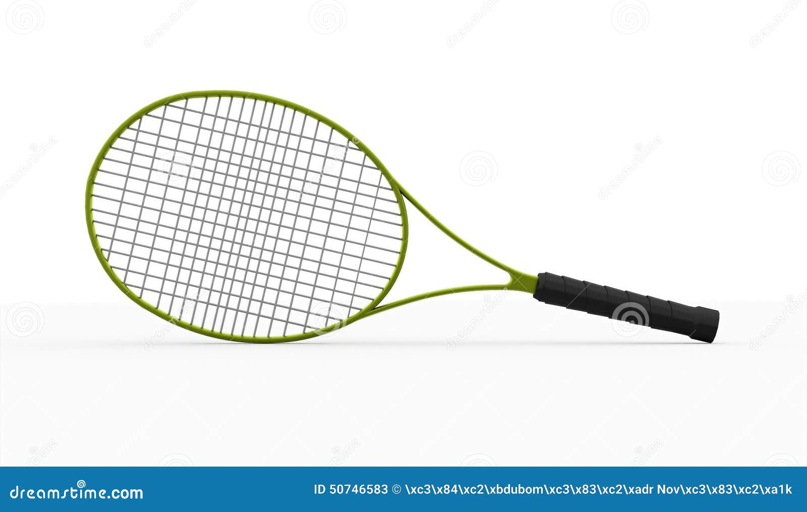 Green Tennis Racket Isolated on White Stock Illustration - Illustration ...