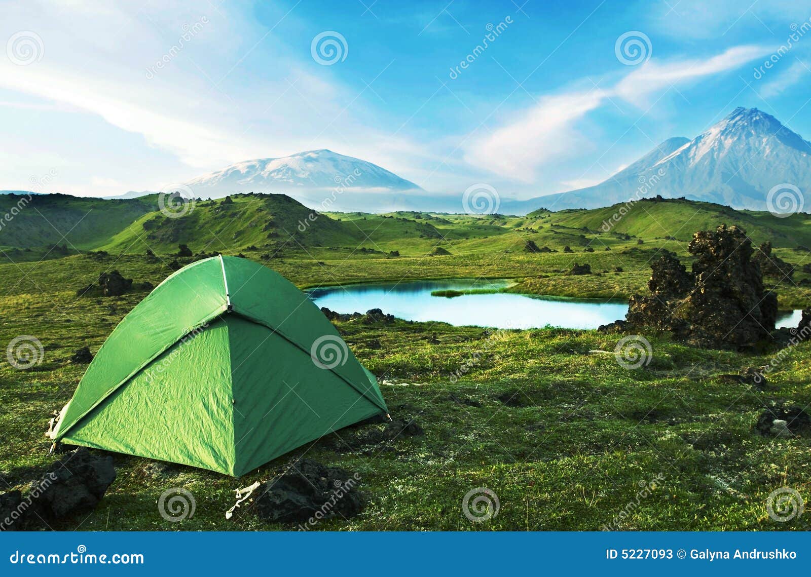 Green tent stock image. Image of tourism, grassland, backpacking - 5227093