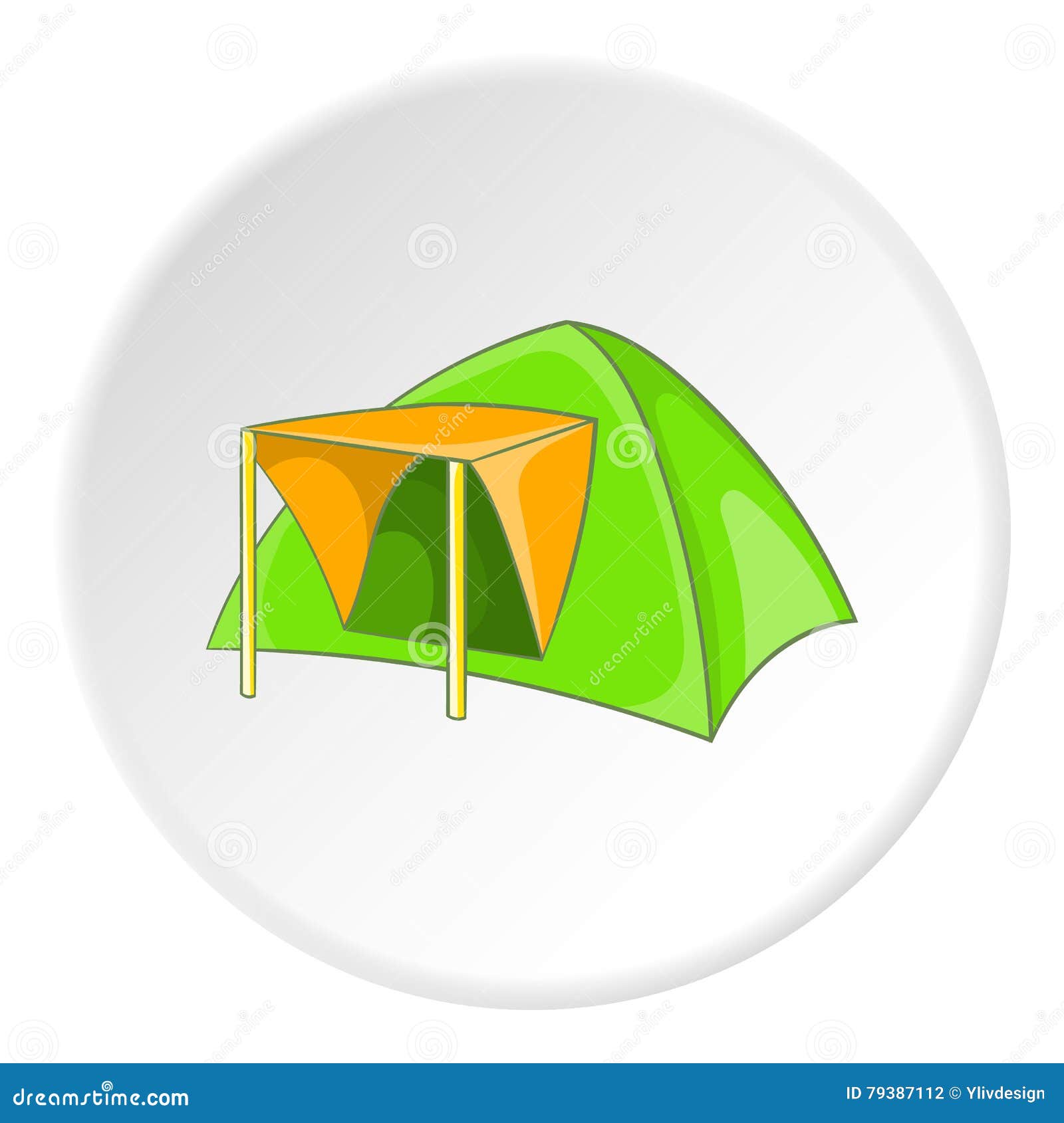 Green Tent Icon, Cartoon Style Stock Vector - Illustration of ...
