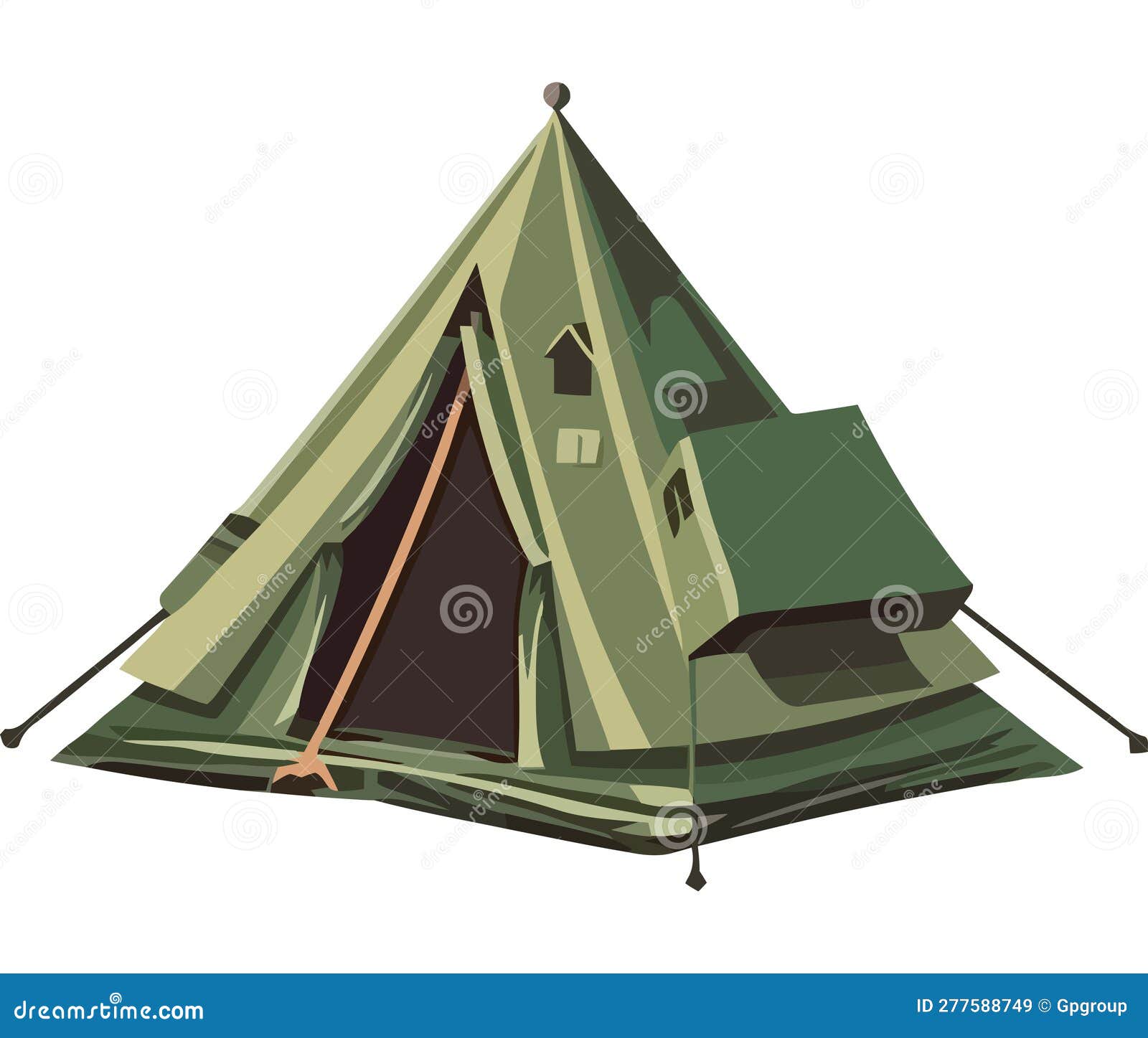 Green Tent Vector Illustration Stock Vector - Illustration of roof ...
