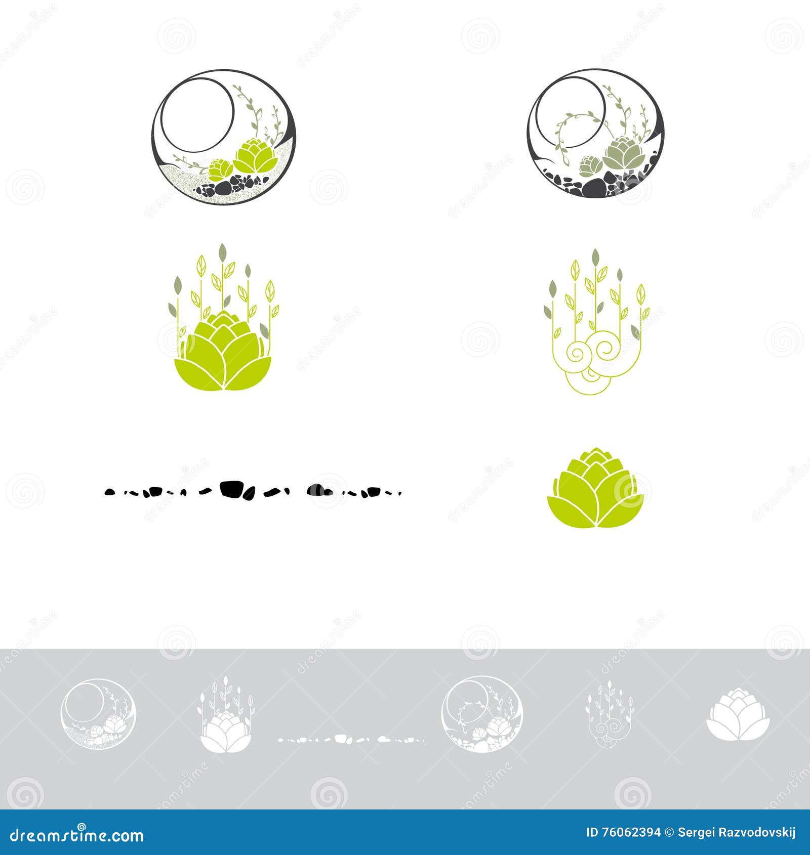 Green Terrarium with Plants Logo Design Set Stock Vector - Illustration ...
