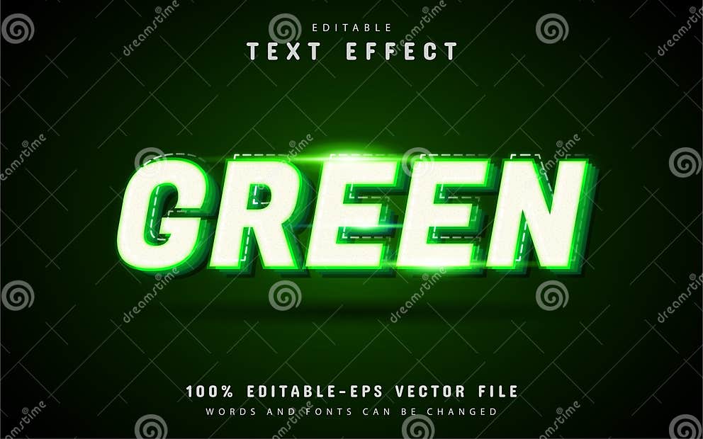 Green Text Effect with Dotted Line Stock Vector - Illustration of ...