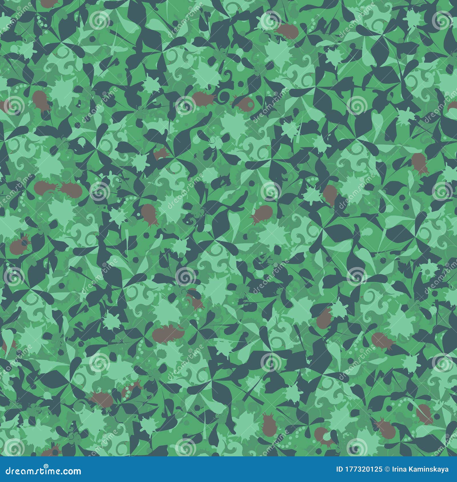 Green Textile Seamless Pattern. Leafy Abstract Endless Background for ...