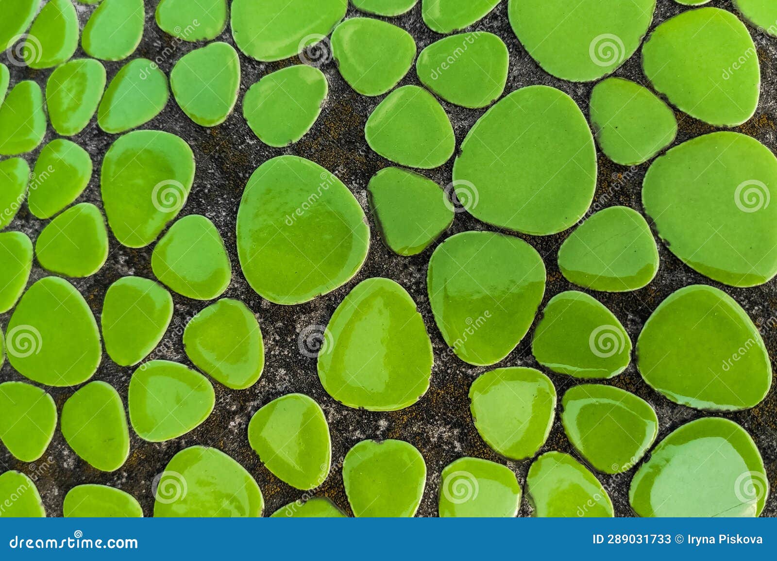 Green Texture Mosaic of Ceramics of Round Shape Stock Image - Image of ...