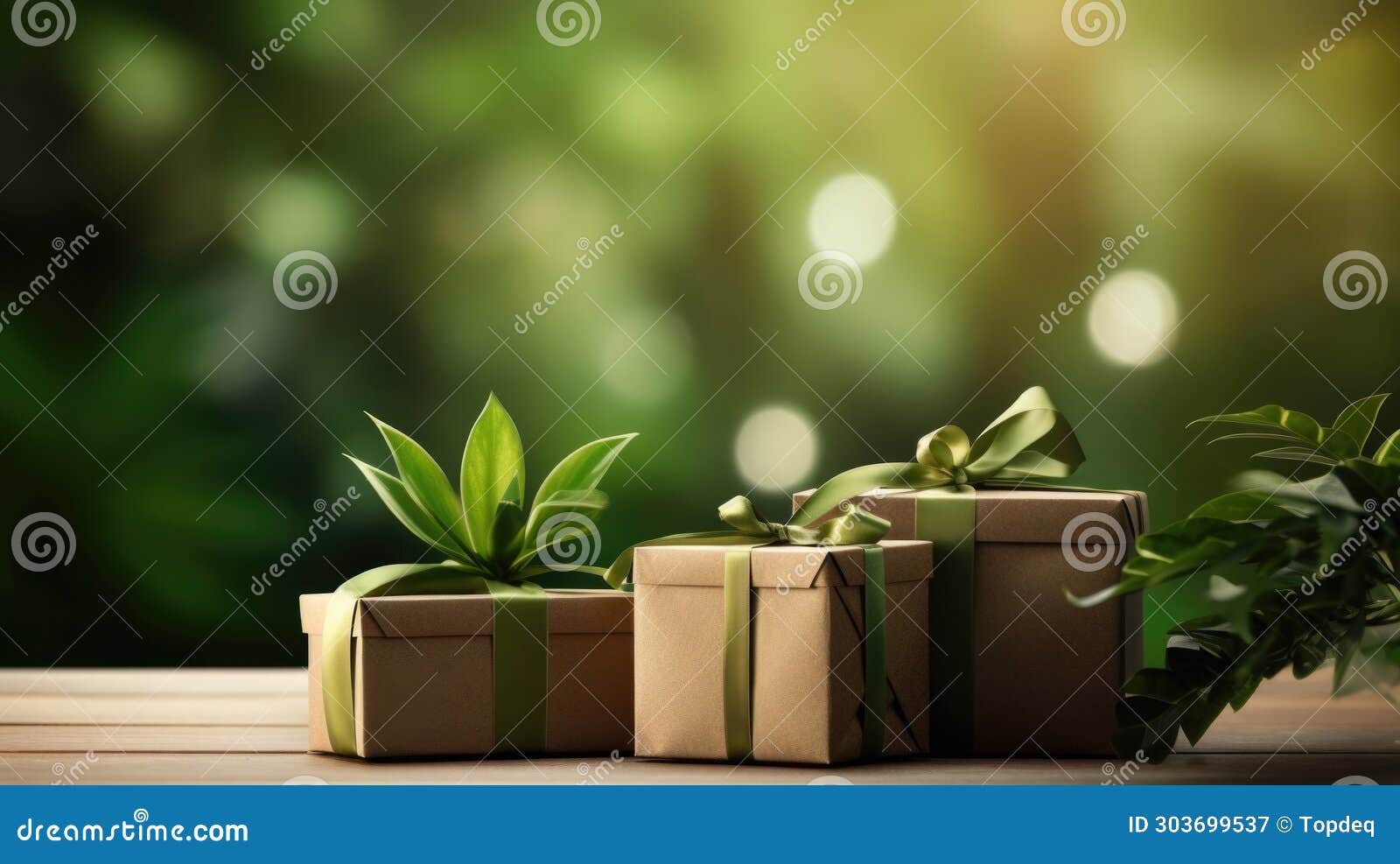 Green-themed Gift Packaging, Eco-conscious with Plant Decor, Tranquil ...