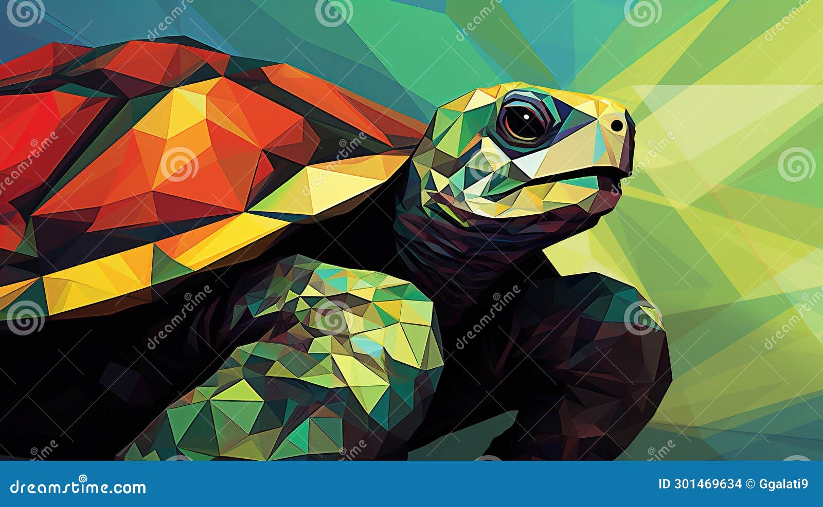 A Green Themed Turtle Artwork, Geometrical Design, Ai Generated Image ...