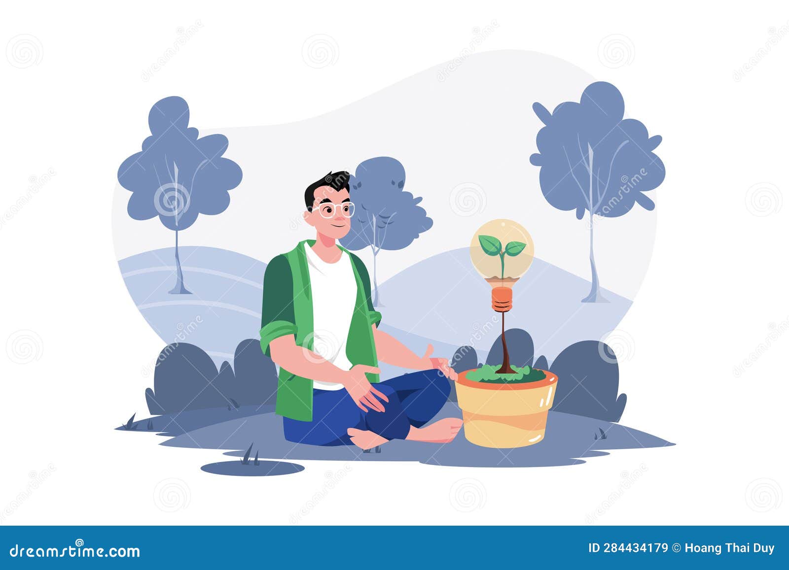 Green Thinking Illustration Concept on White Background Stock Vector ...