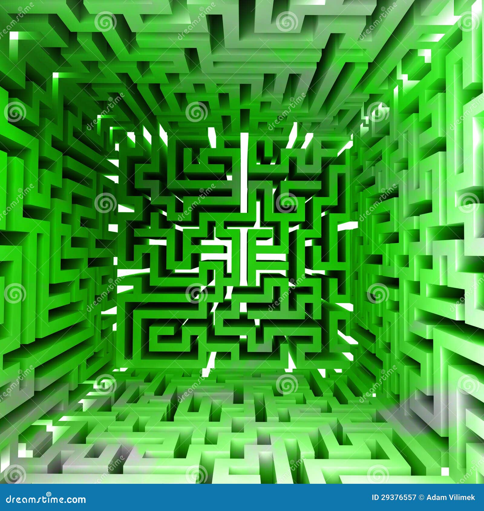 Green Three Dimensional Maze Block Inside Look Stock Illustration ...