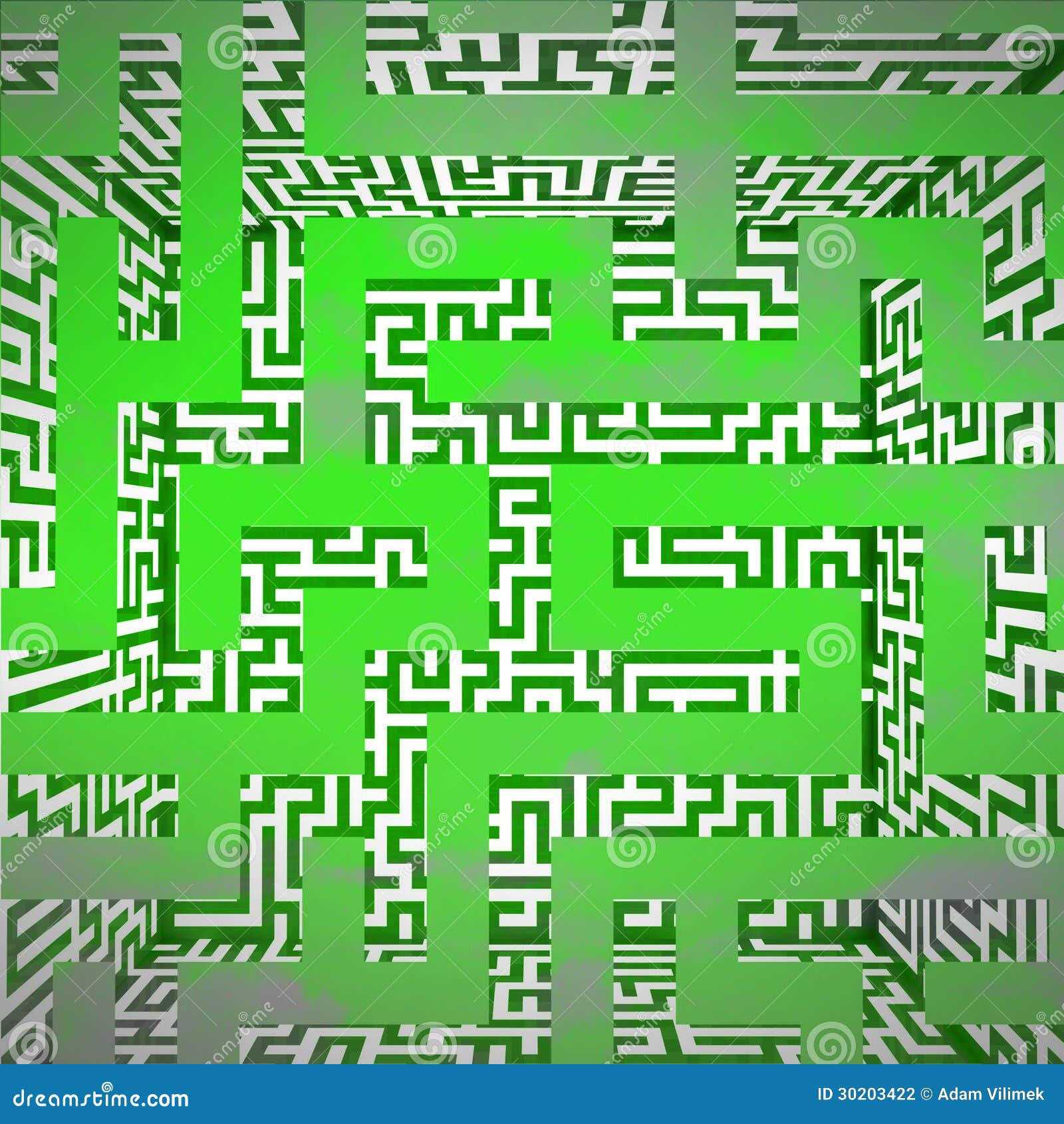 Green Three Dimensional Maze Box Top View Stock Illustration ...