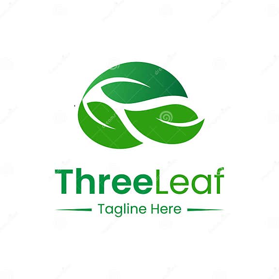 Green Three Leaves Logo Design. Stock Vector - Illustration of flat ...