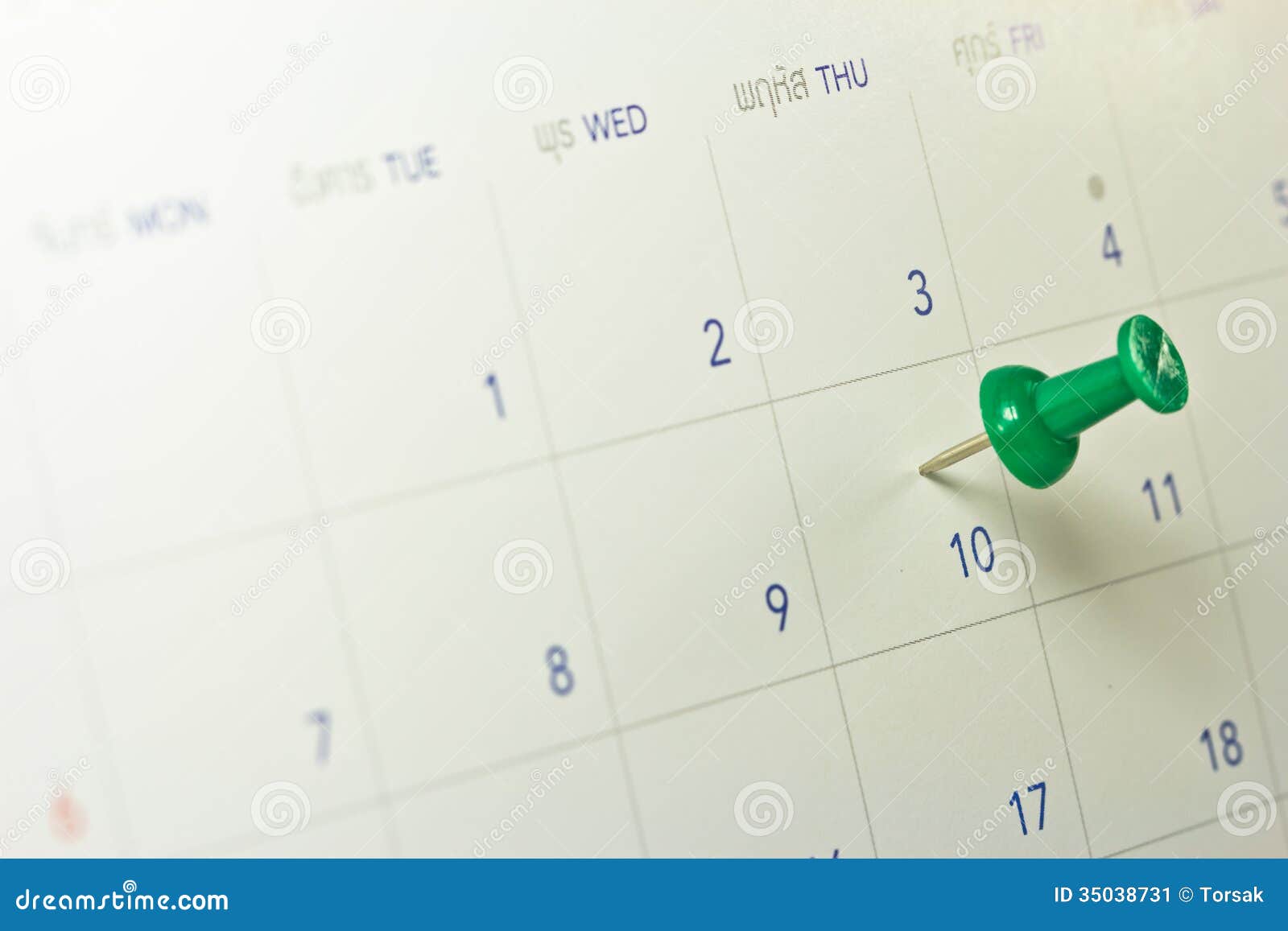 Green Thumb Tack stock image. Image of numerals, agenda - 35038731