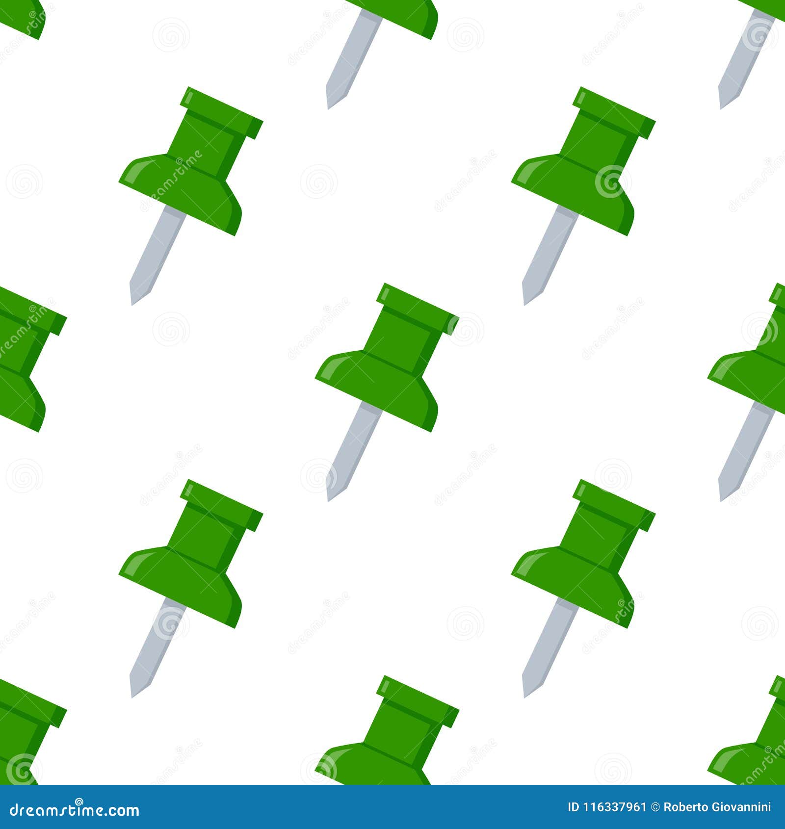 Green Thumbtack Pushpin Seamless Pattern Stock Vector - Illustration of ...