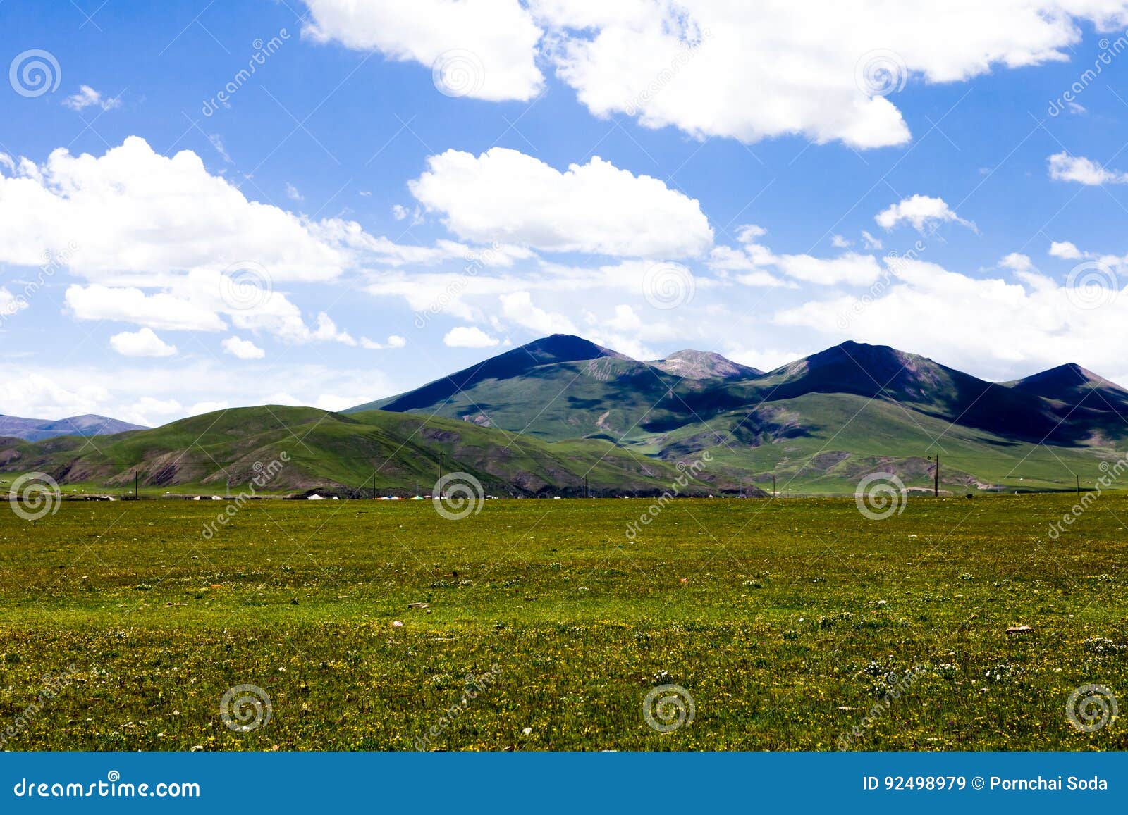 Green Tibet Landscape on Sunny Day with Color Filter Stock Image ...