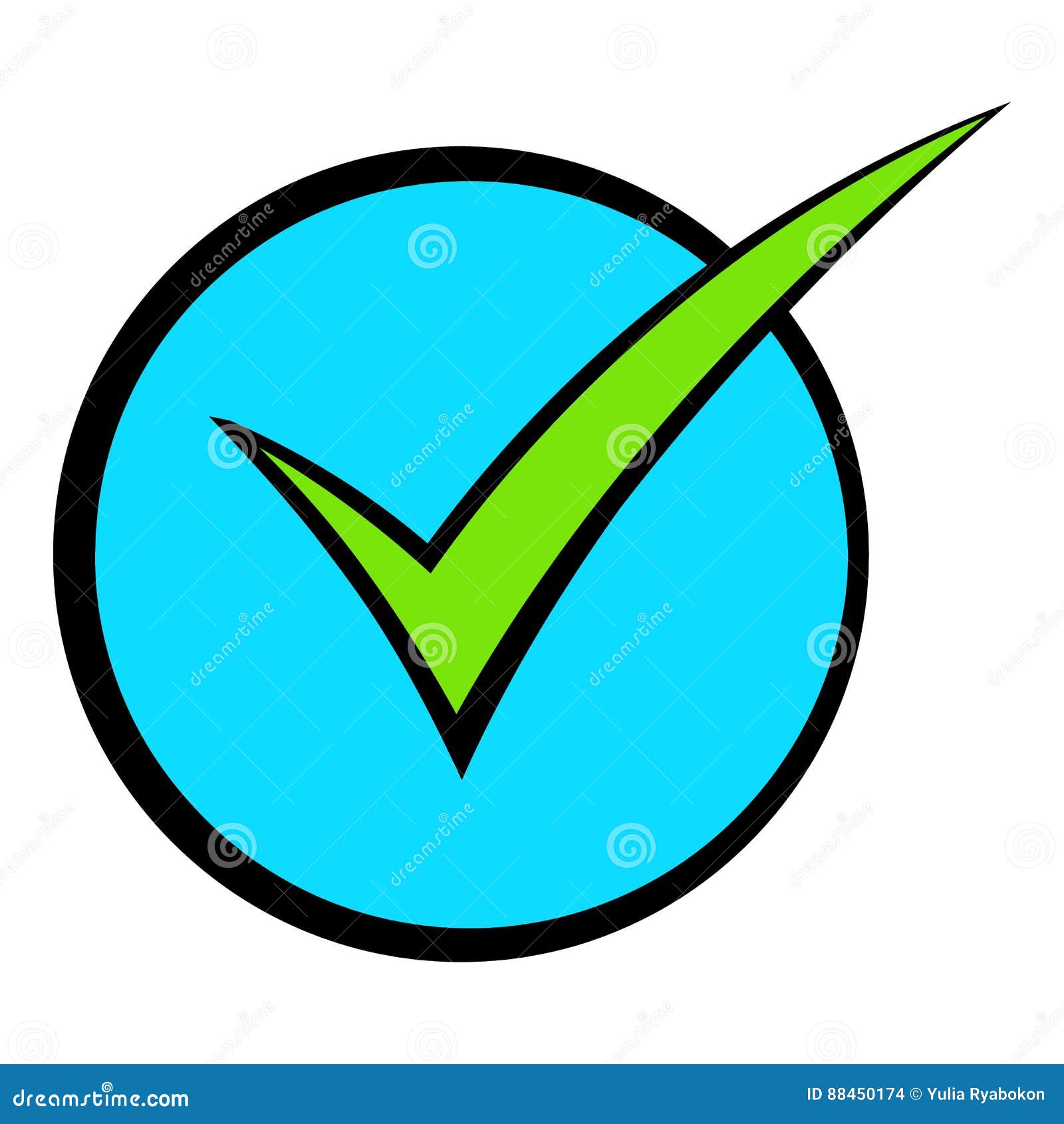 Green Tick, Check Mark Icon Cartoon Stock Vector - Illustration of ...