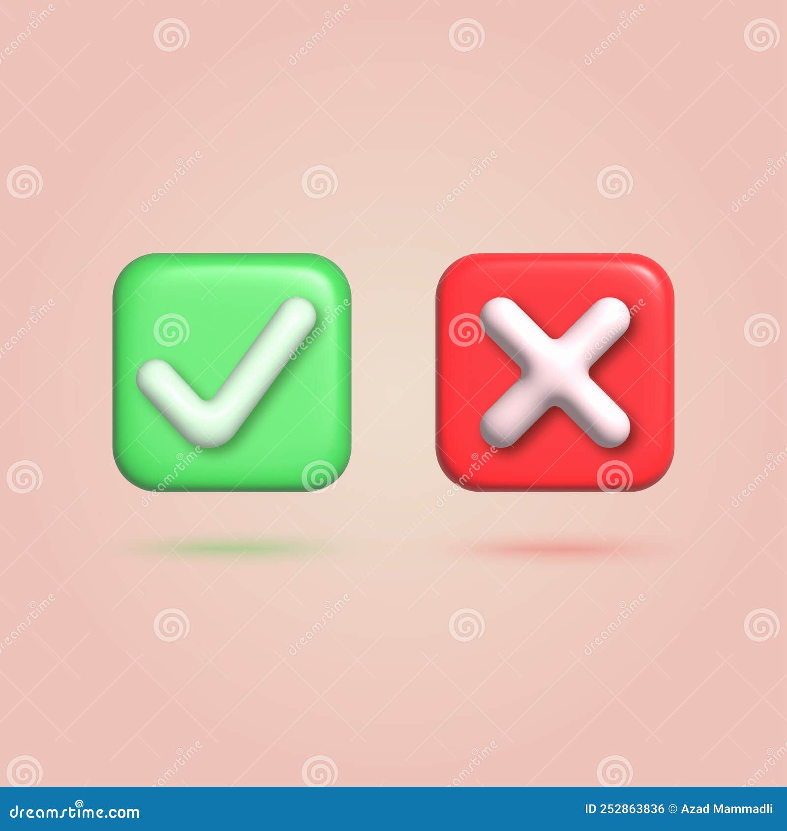 Green Tick Check Mark and Red Cross Mark Icon. Vector Stock Vector ...