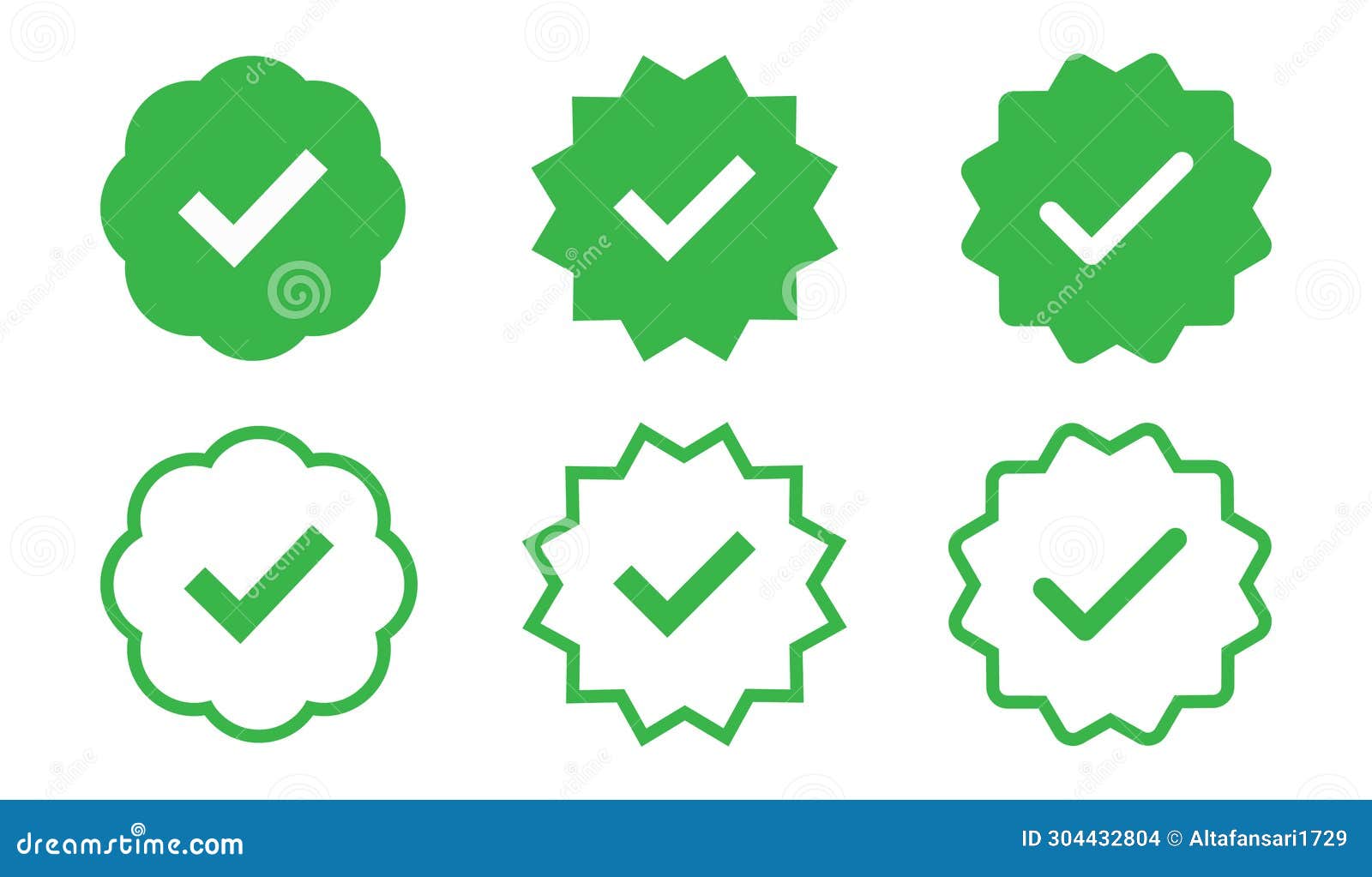 Green Tick Confirmation Symbol Icon Set with Fill and Stroke Stock ...