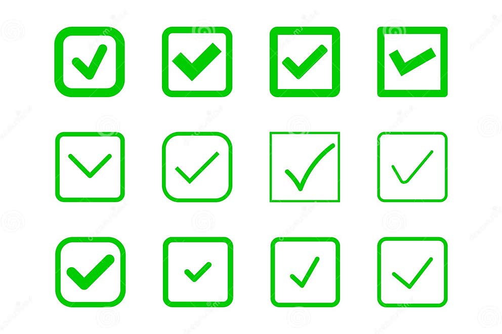 Green Tick Mark Check Box Icon Vector-style Bundle File Stock ...