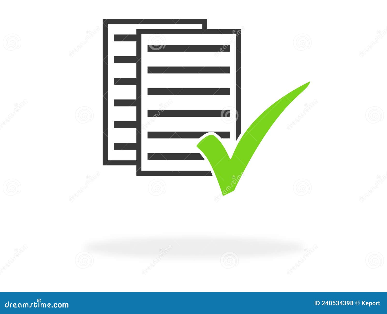 Green Tick and Papers - Documents Approved Stock Illustration ...