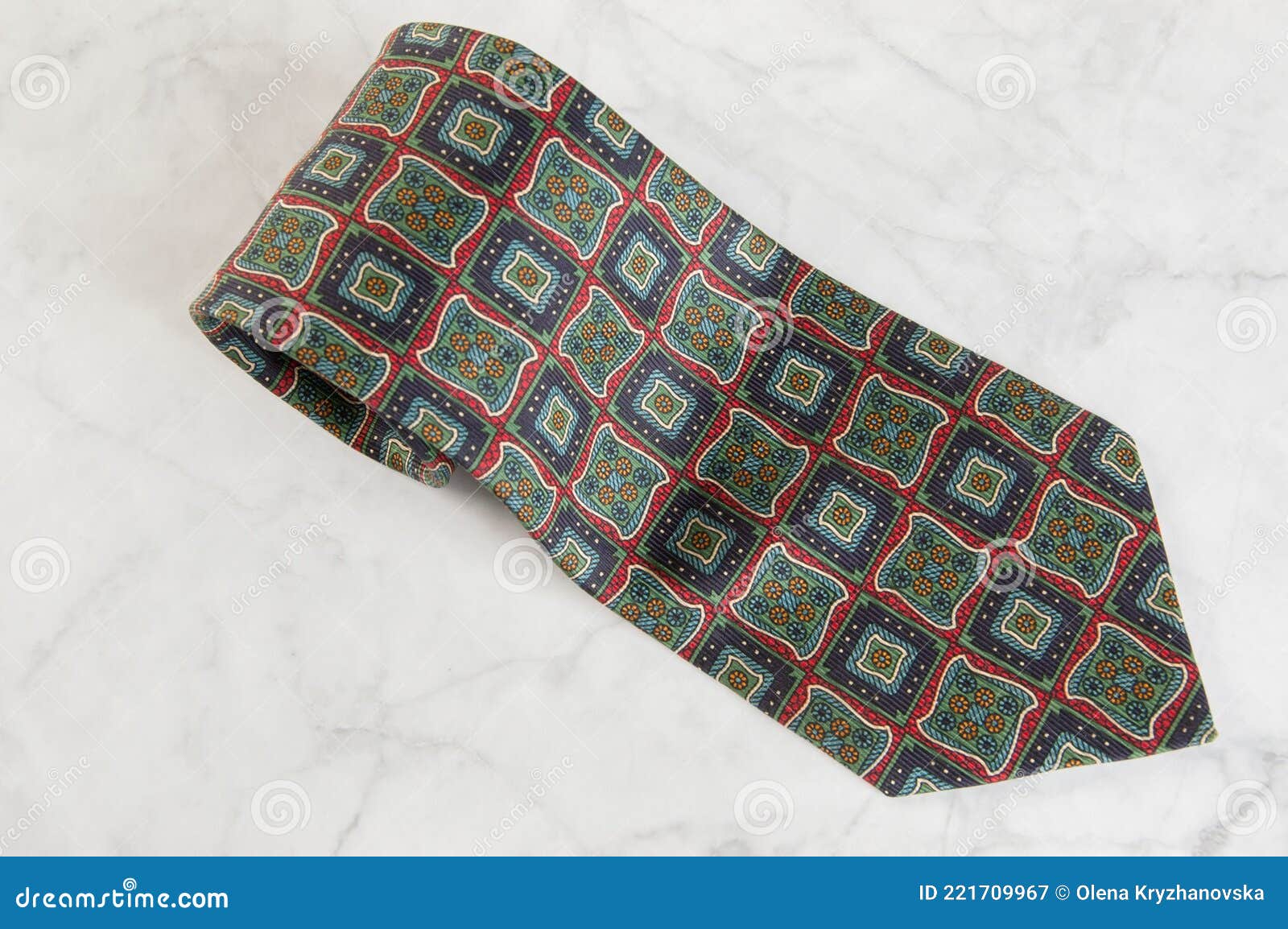 Green Tie with Geometric Pattern Stock Image - Image of copy, office ...