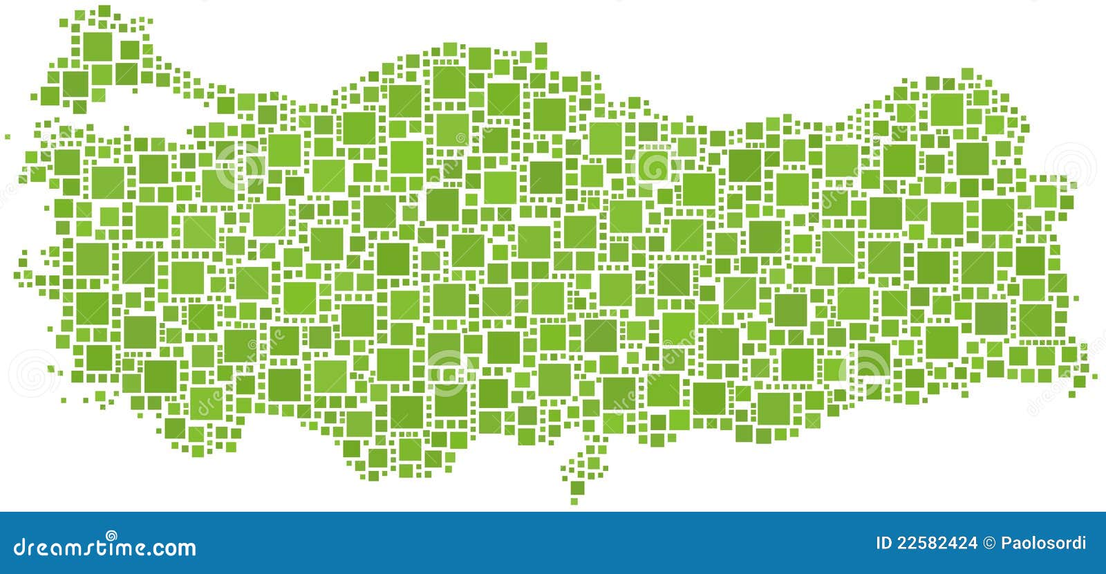 Green tiled map of Turkey stock illustration. Illustration of shades ...