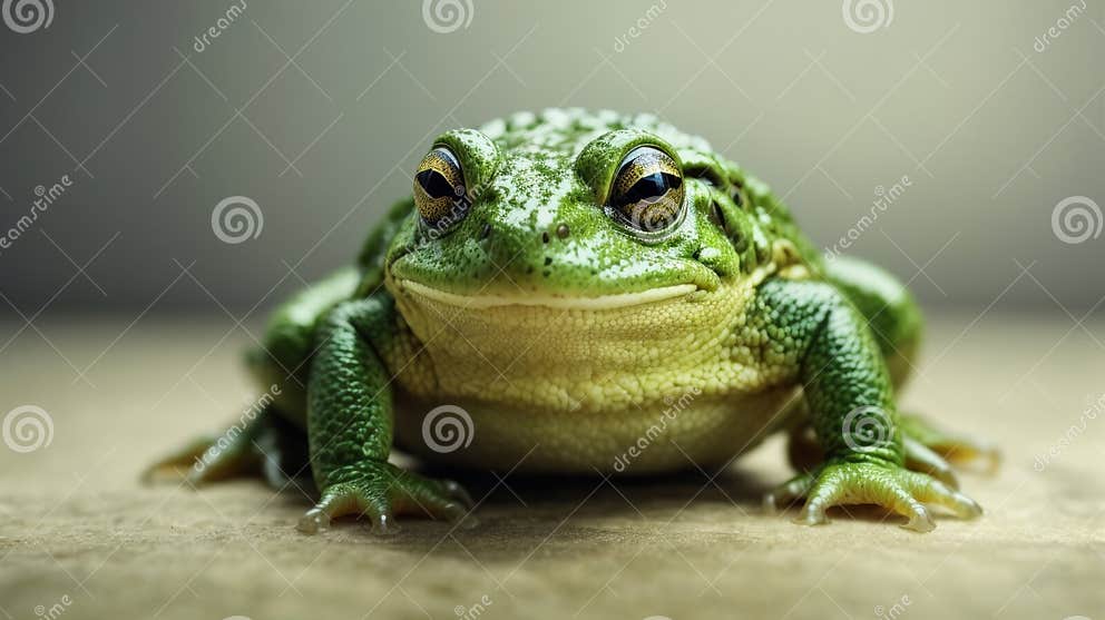 Green Toad Sits and Smiles on a White Background Stock Illustration ...