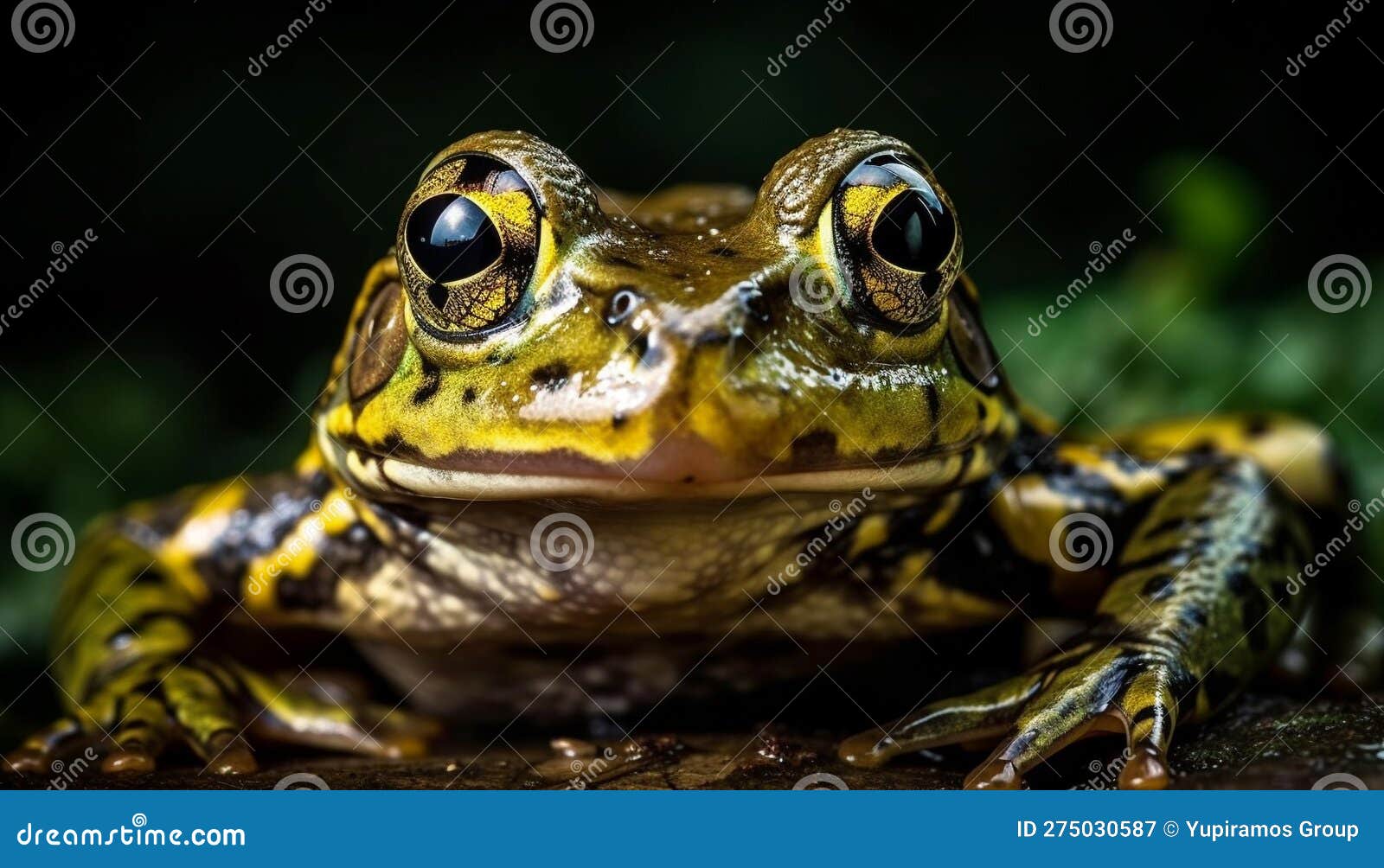 Green Toad Sitting in Wet Pond Water Generated by AI Stock Illustration ...