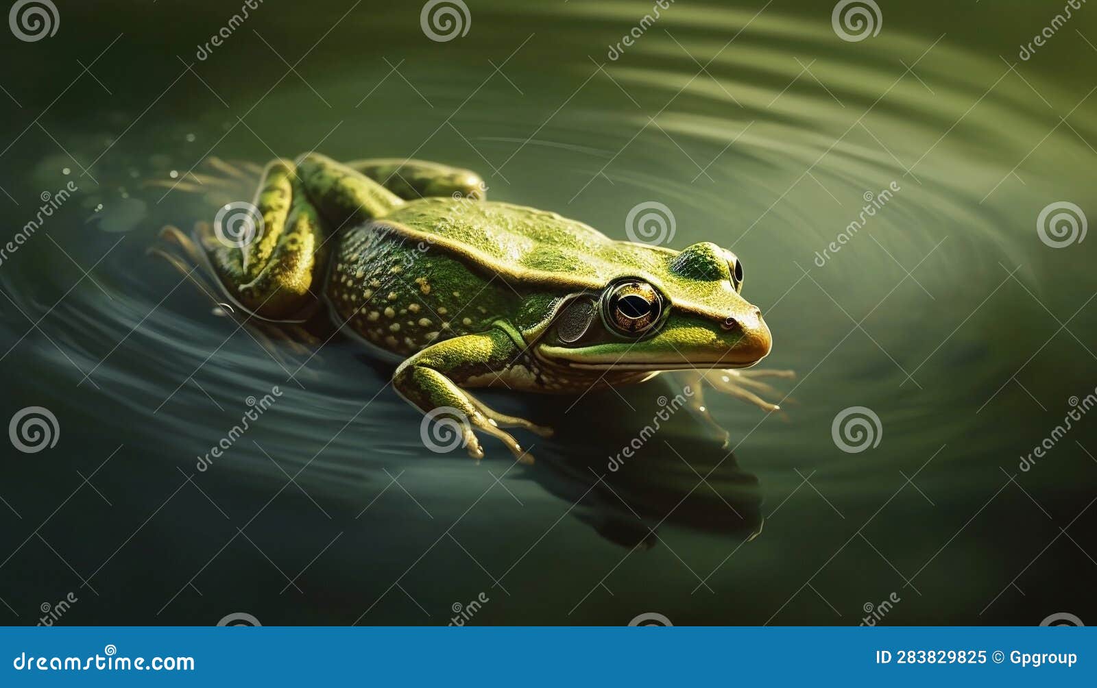 Green Toad Sitting in Wet Swamp Pond Generated by AI Stock Illustration ...