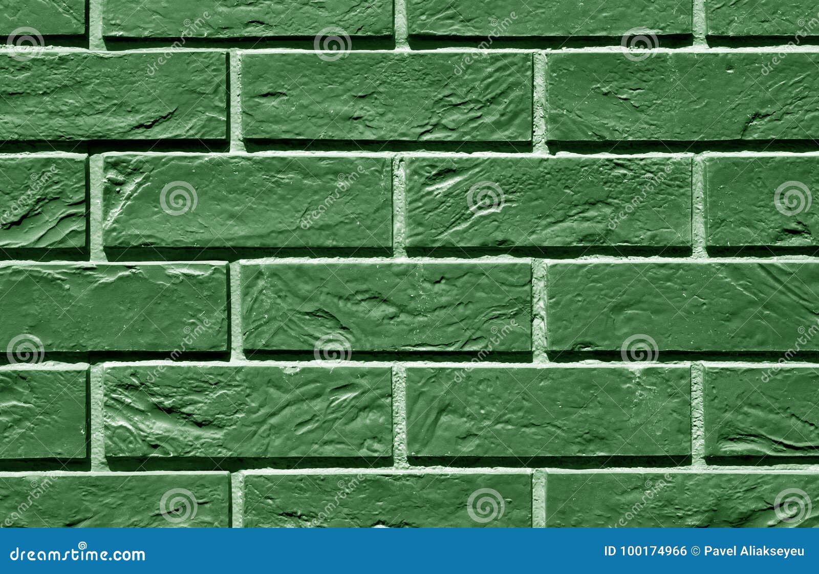 Green Toned Brick Wall Pattern. Stock Photo - Image of structural ...