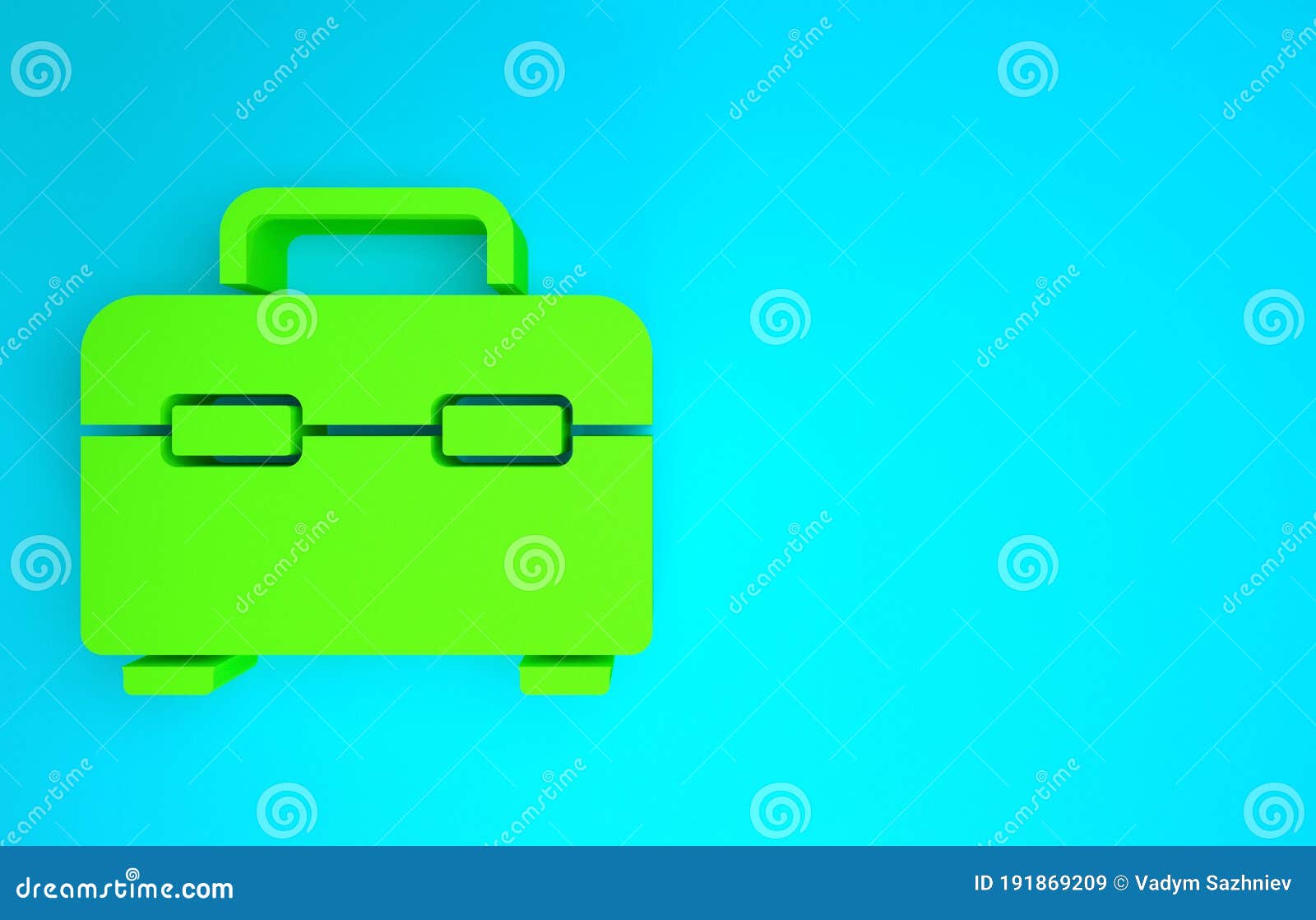 Green Toolbox Icon Isolated on Blue Background. Tool Box Sign ...