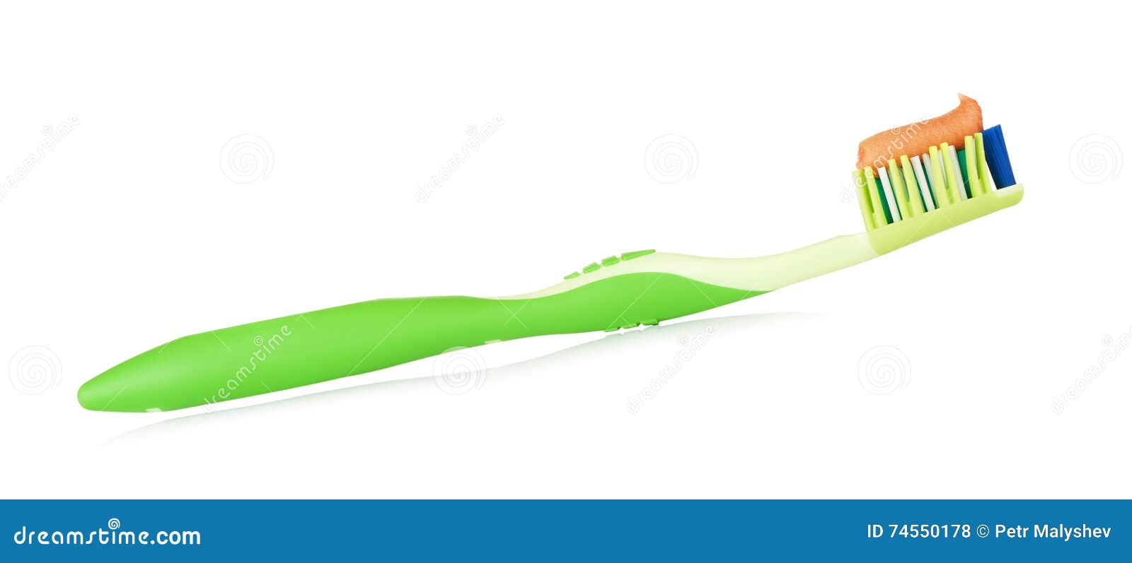 Green Toothbrush with Herbal Toothpaste Stock Photo - Image of ...